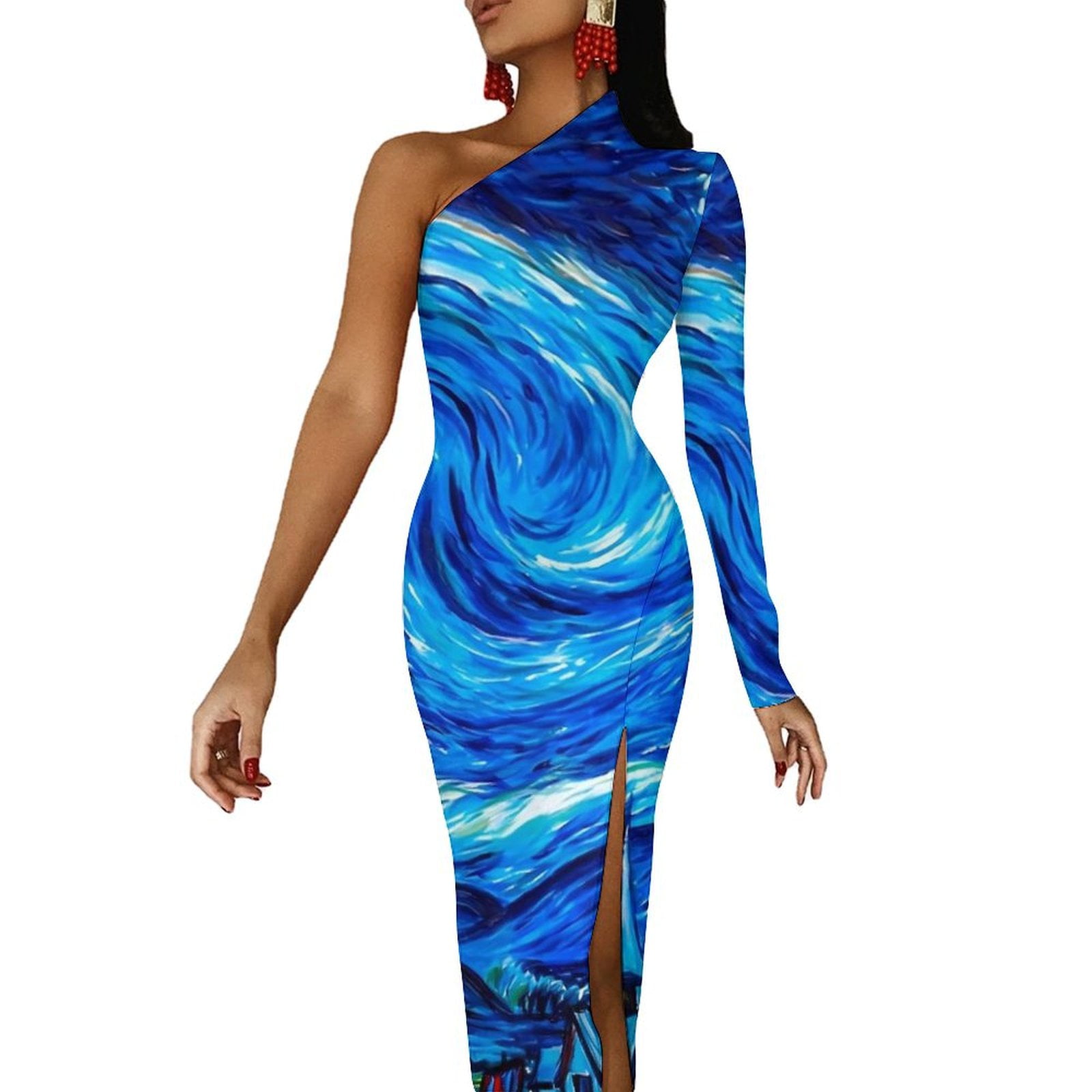 Starry Night Sky Long Dress Women Famous Painting Maxi Dress Spring ...
