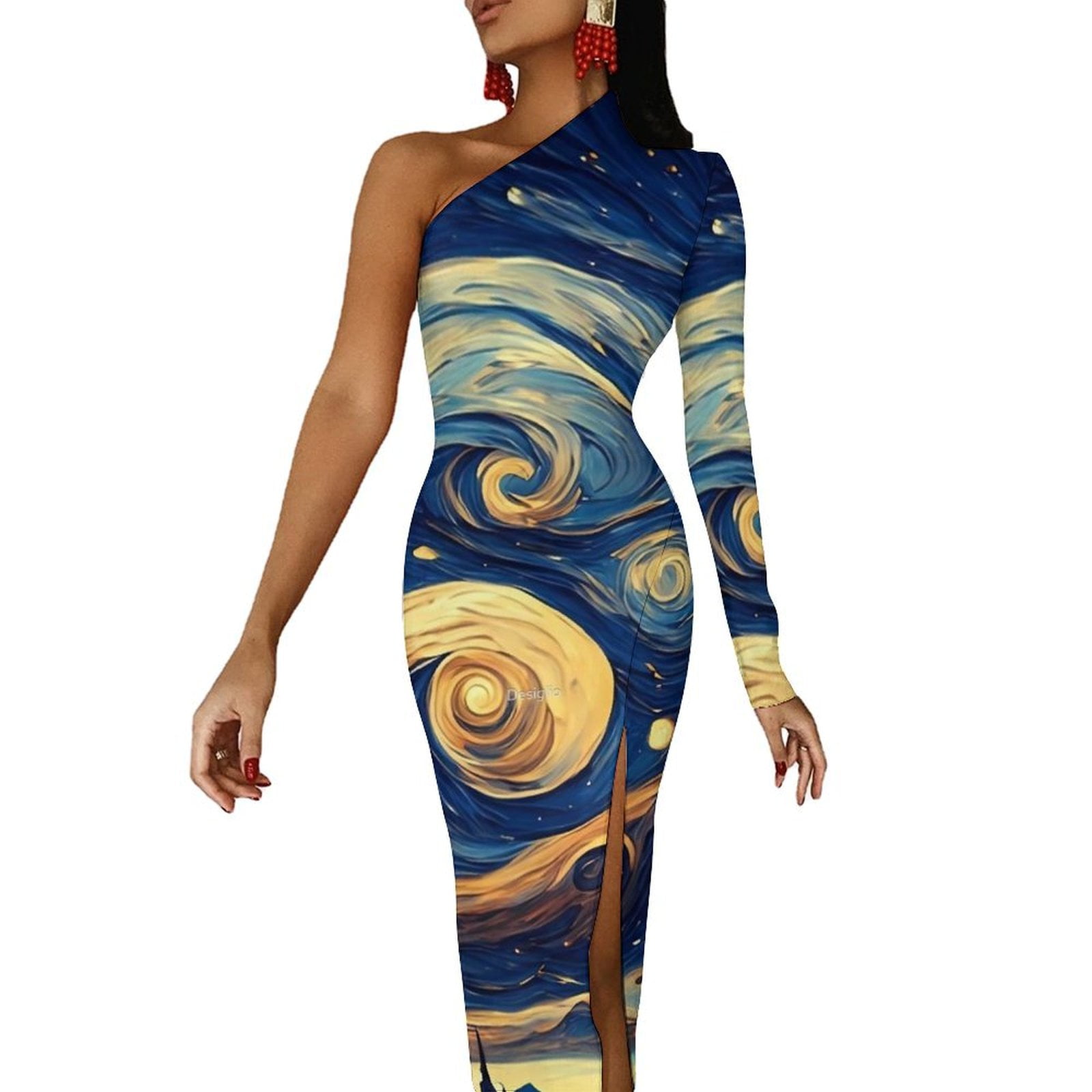 Starry Night Sky Long Dress Women Famous Painting Maxi Dress Spring ...