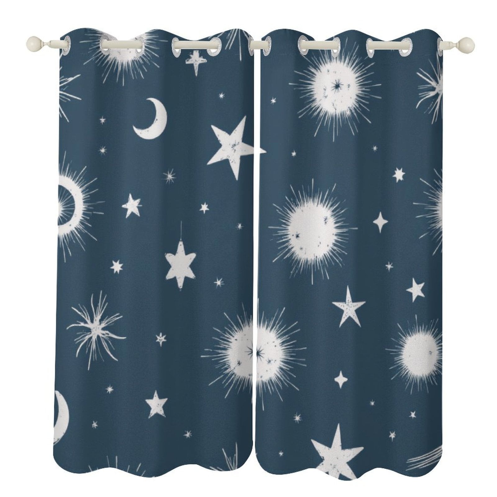 Starry Night Sky Pattern(1) 2 Panels 3D Printing Pattern Curtain for ...