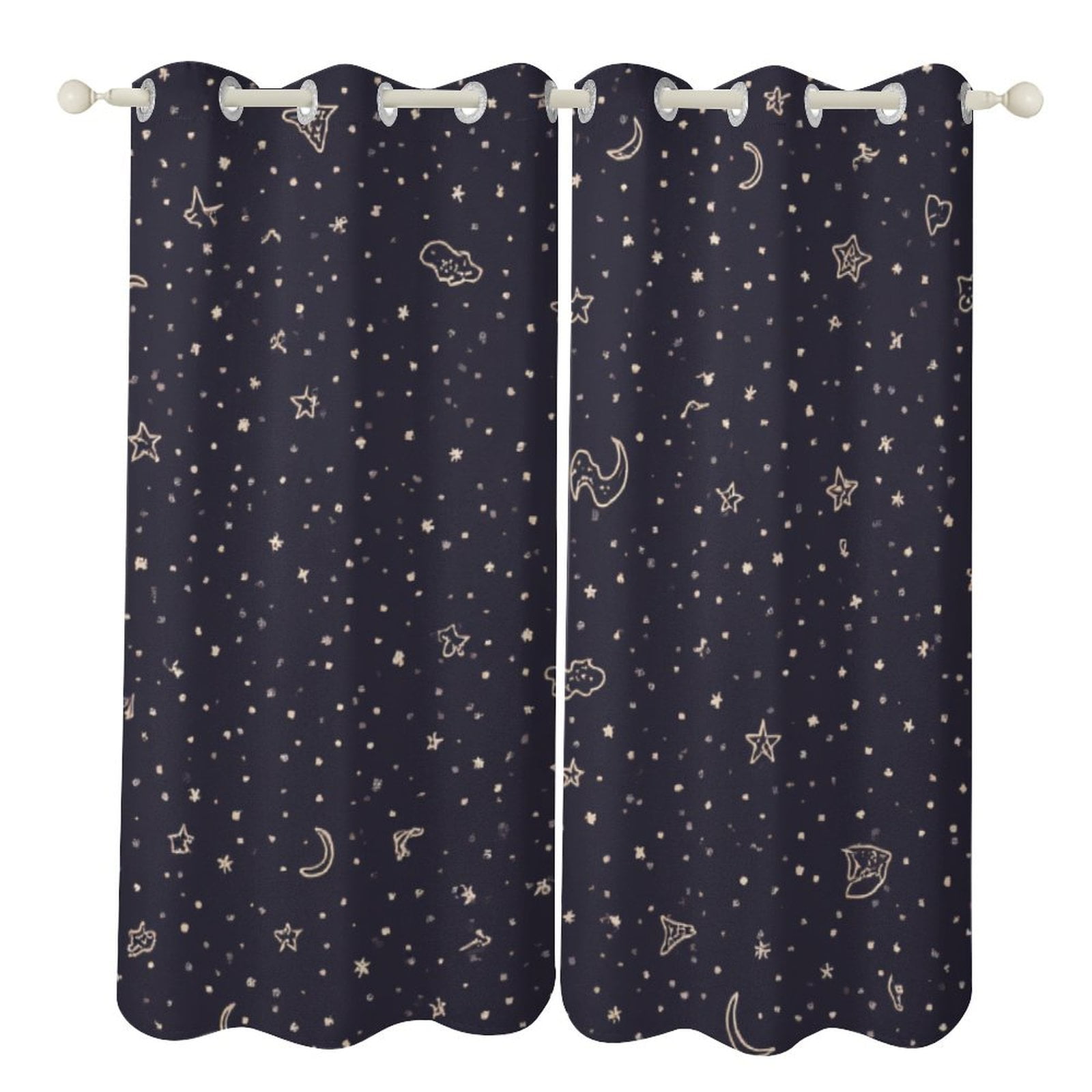 Starry Night Sky Pattern(1) 2 Panels 3D Printing Pattern Curtain for ...