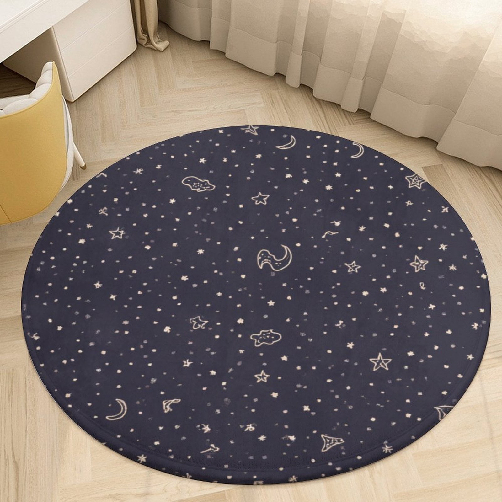 Starry Night Sky Pattern(1) Round Area Rugs for Bedroom Living Room ...