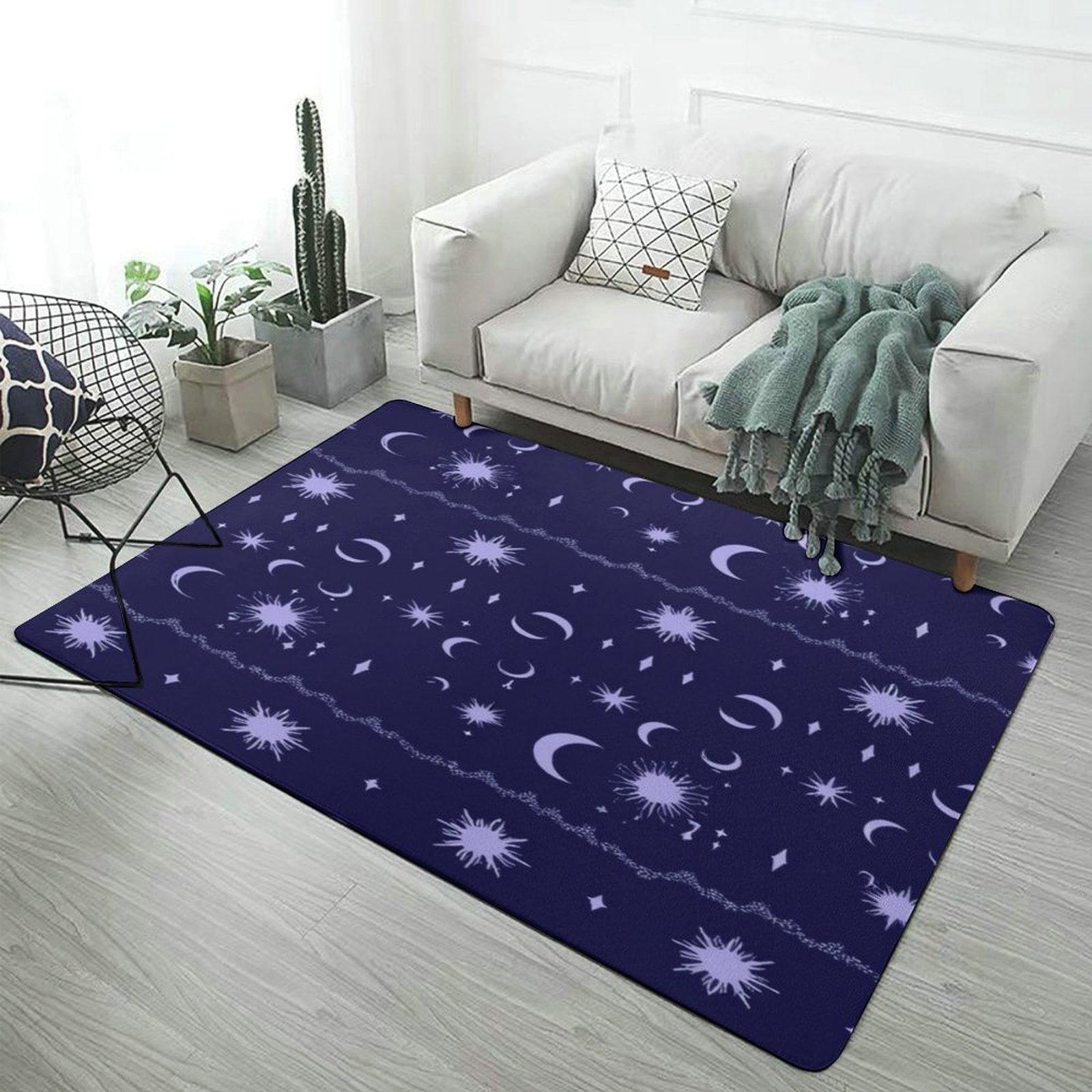 Starry Night Sky Pattern Carpet Style Living Room Bedroom Rug Soft ...