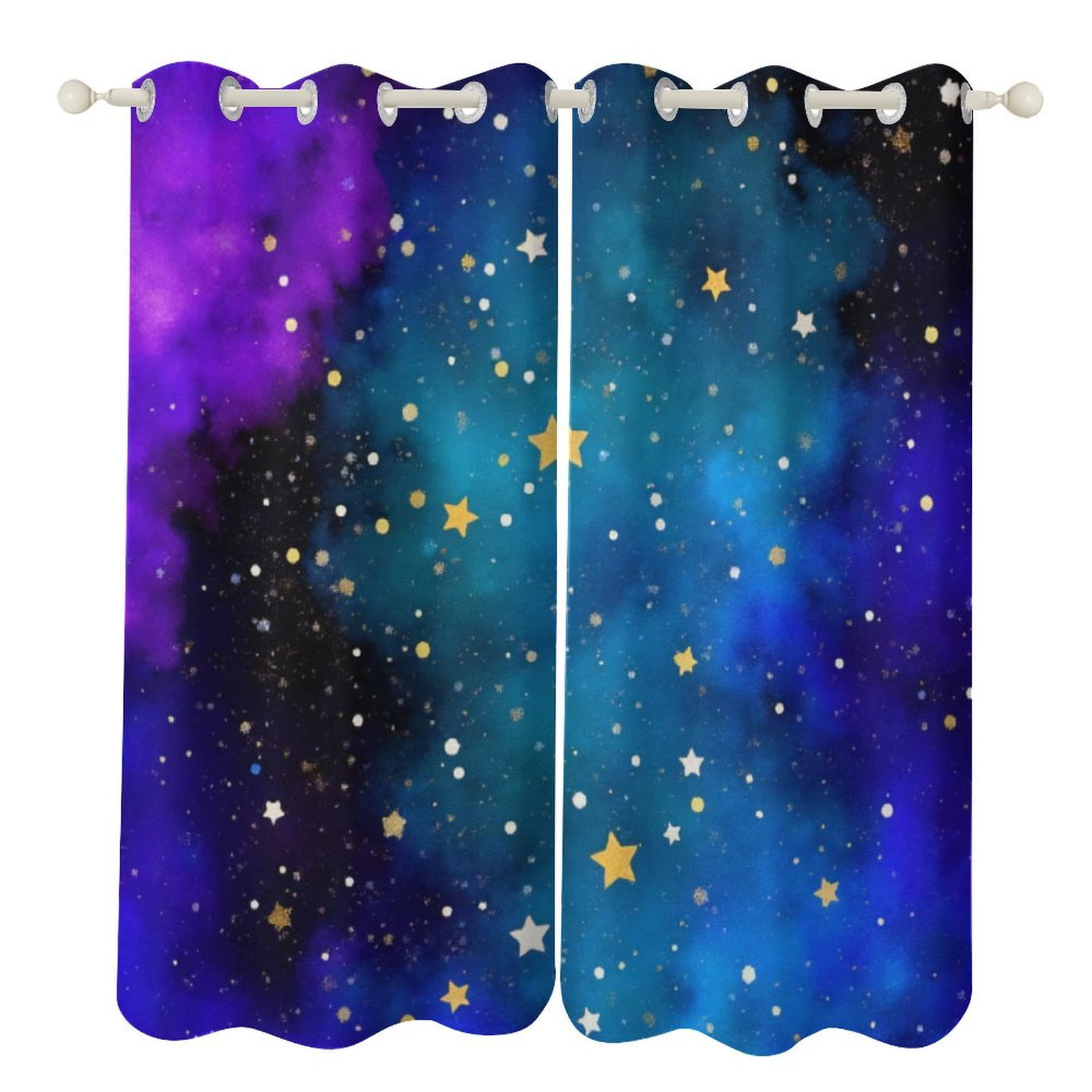 Starry Night Sky Pattern Luxury Window Curtains Blinds for Living Room ...