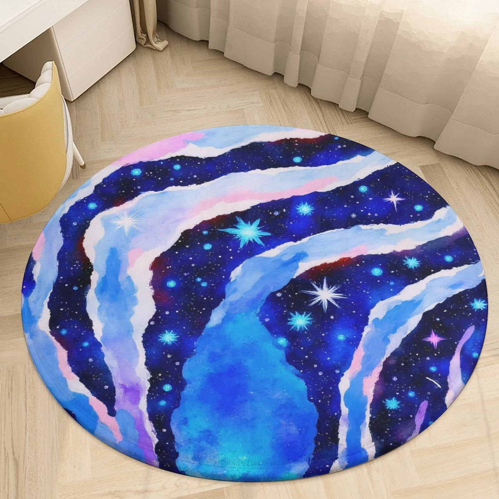 Starry Night Sky Pattern Round Area Rugs for Bedroom Living Room, 3FT ...