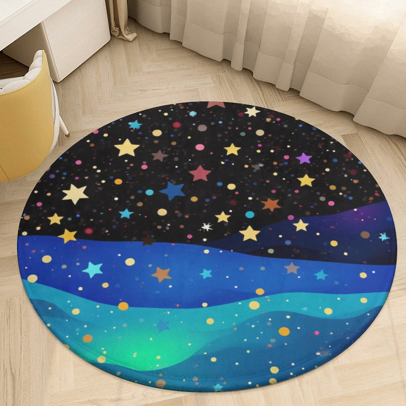 Starry Night Sky Pattern Round Area Rugs for Bedroom Living Room, 6FT ...