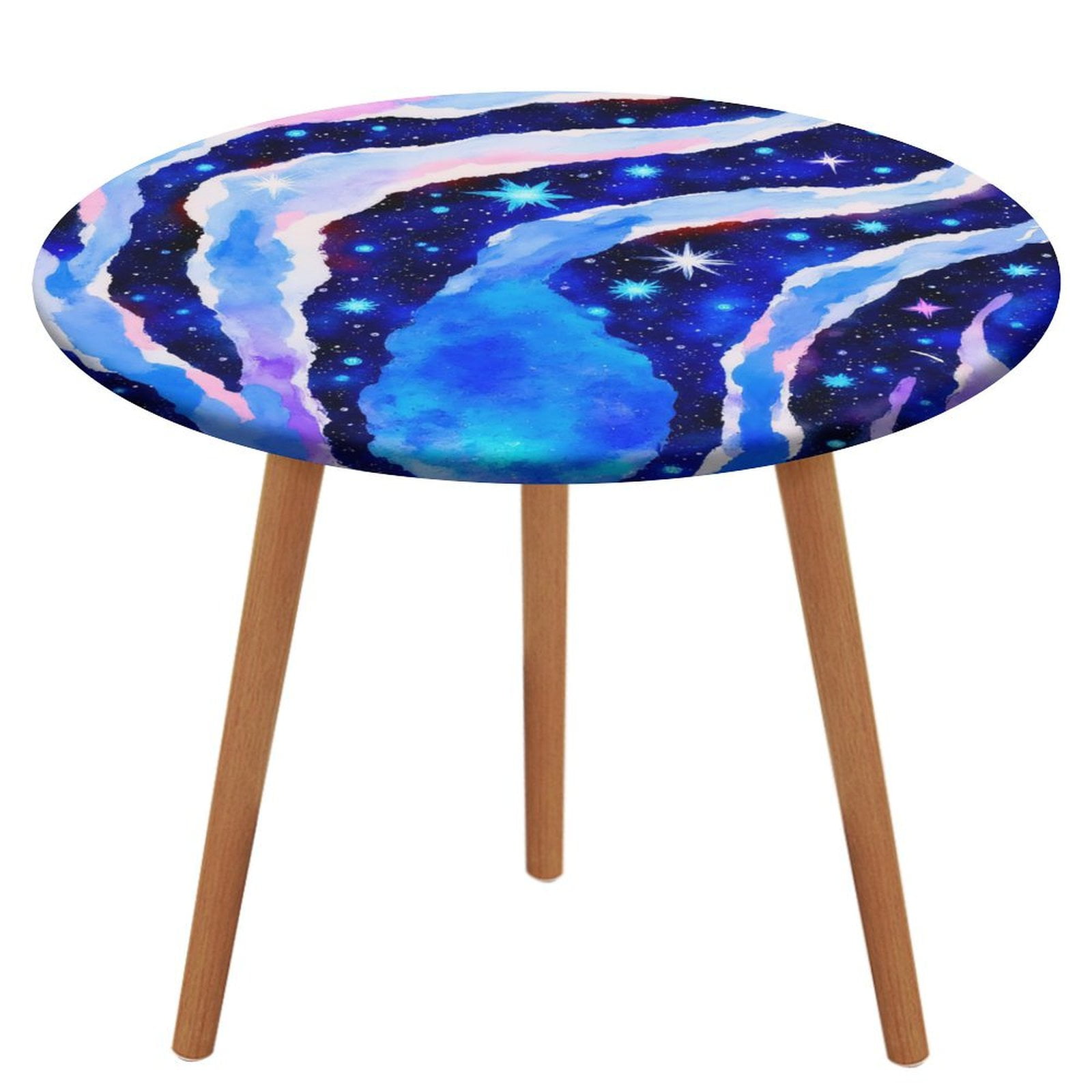 Starry Night Sky Pattern Tablecloth Round Elastic Fitted Waterproof ...