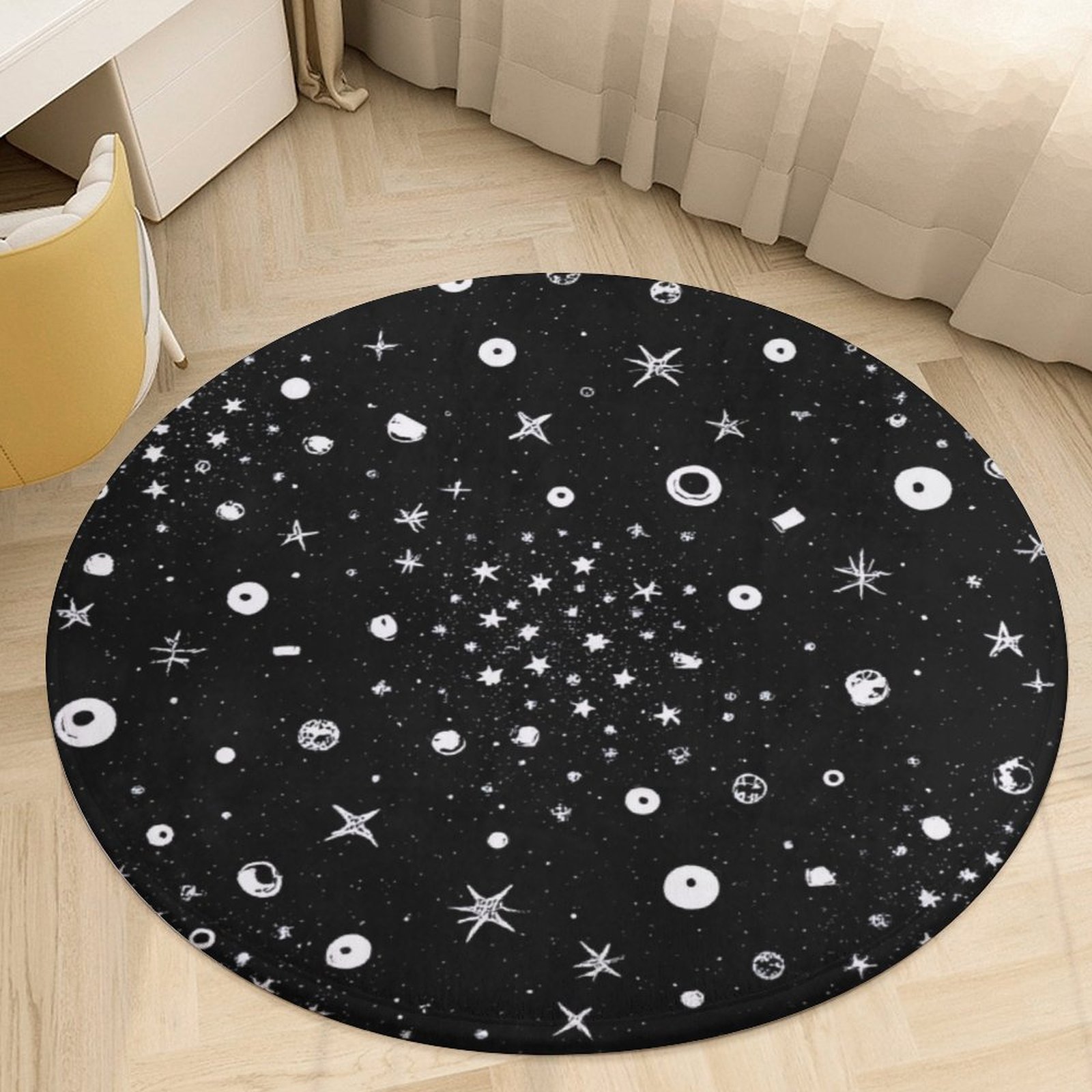 Starry Night Sky Print Round Area Rugs for Bedroom Living Room, 5FT ...
