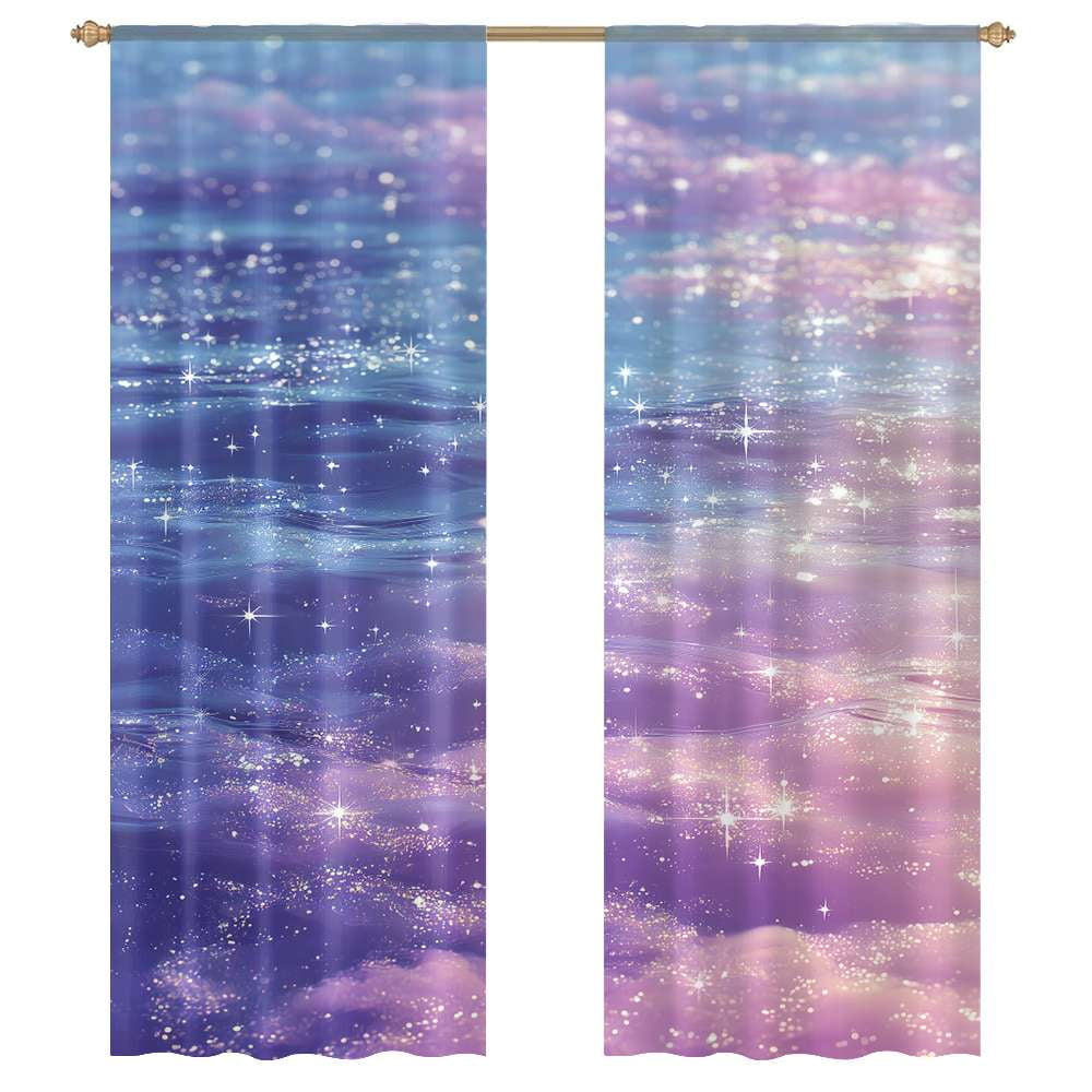 Starry Night Sky Reflection Tulle Curtains For Living Room Chiffon ...