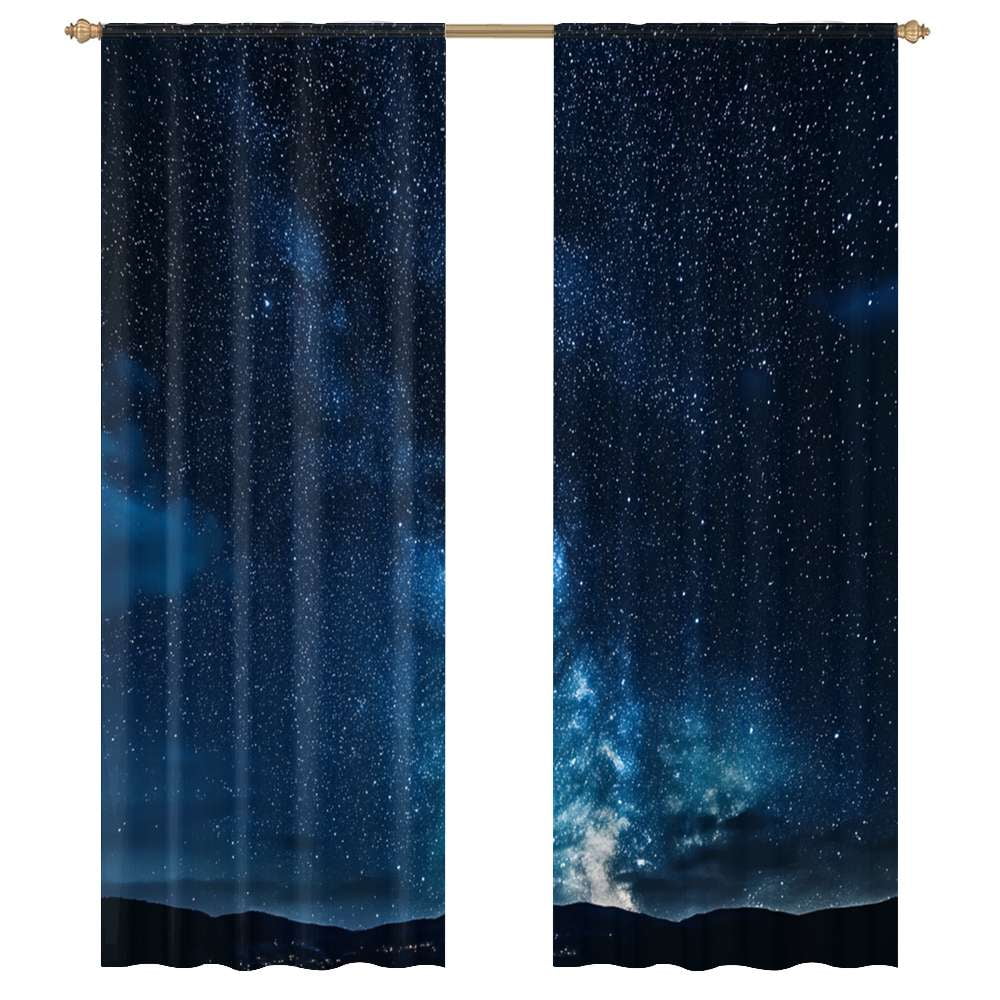 Starry Night Sky Sheer Voile Curtain Window Tulle Curtains For Living ...