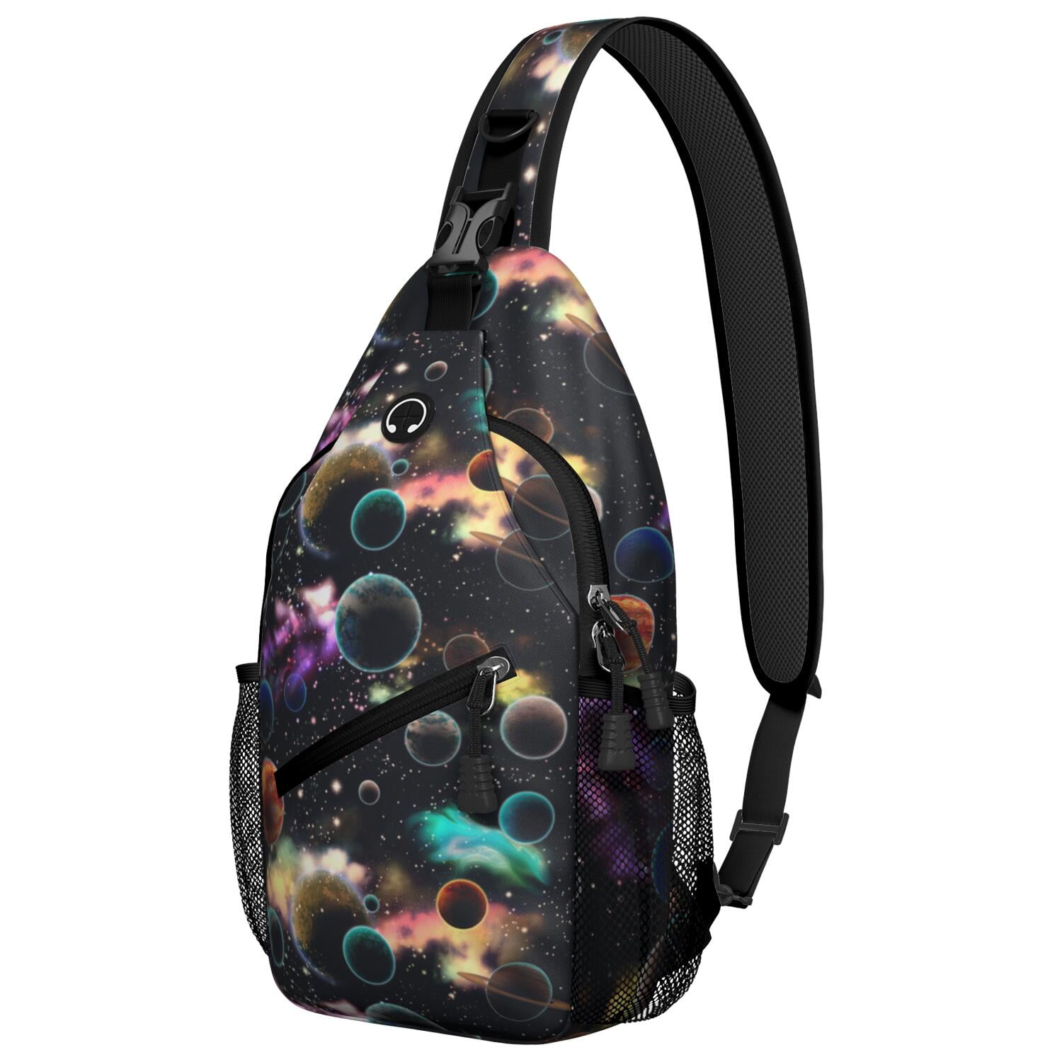 Starry Night Sky Sling Backpack, Planet and Nebula Design, Astronaut ...