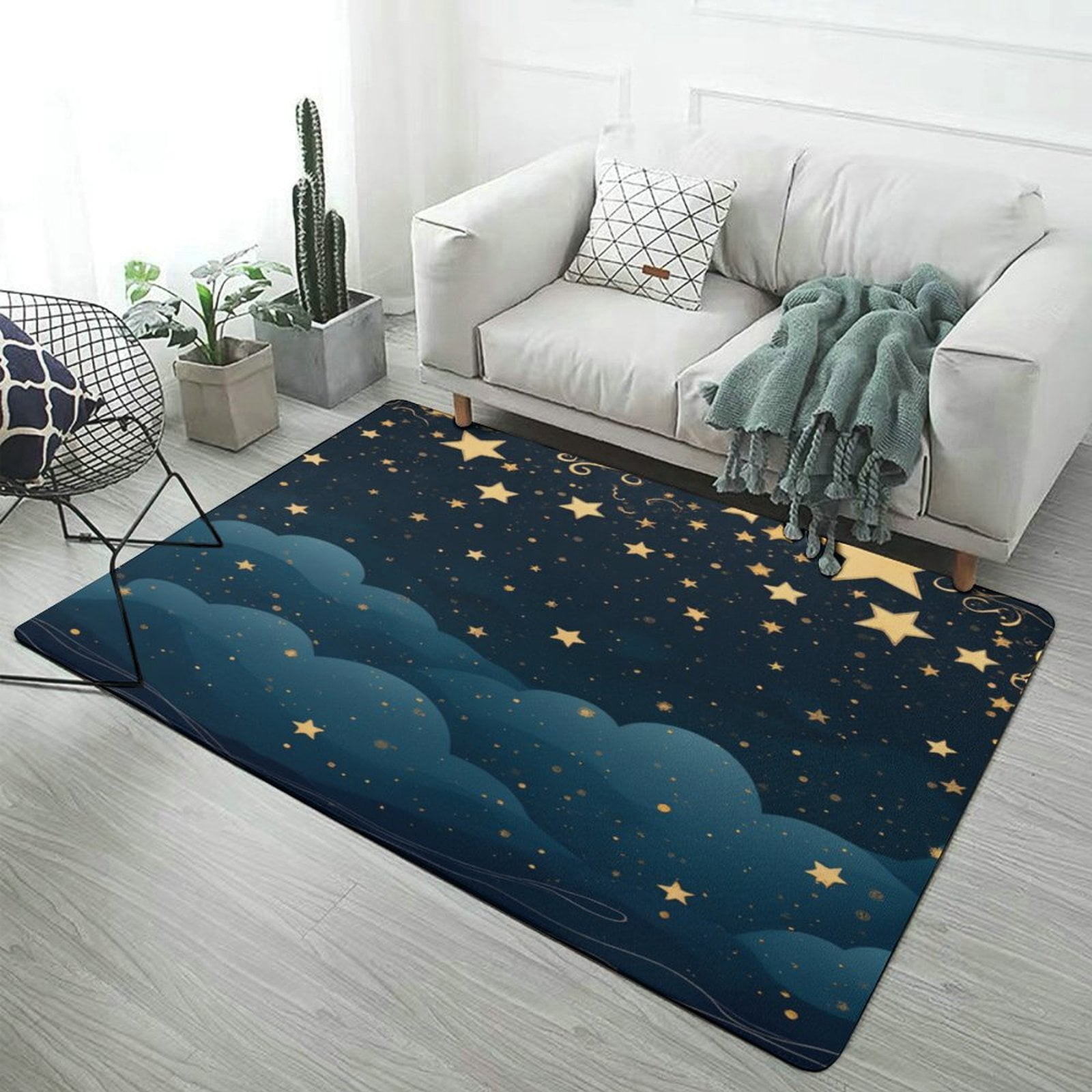 Starry Night Sky with Clouds Carpet Style Living Room Bedroom Rug Soft ...