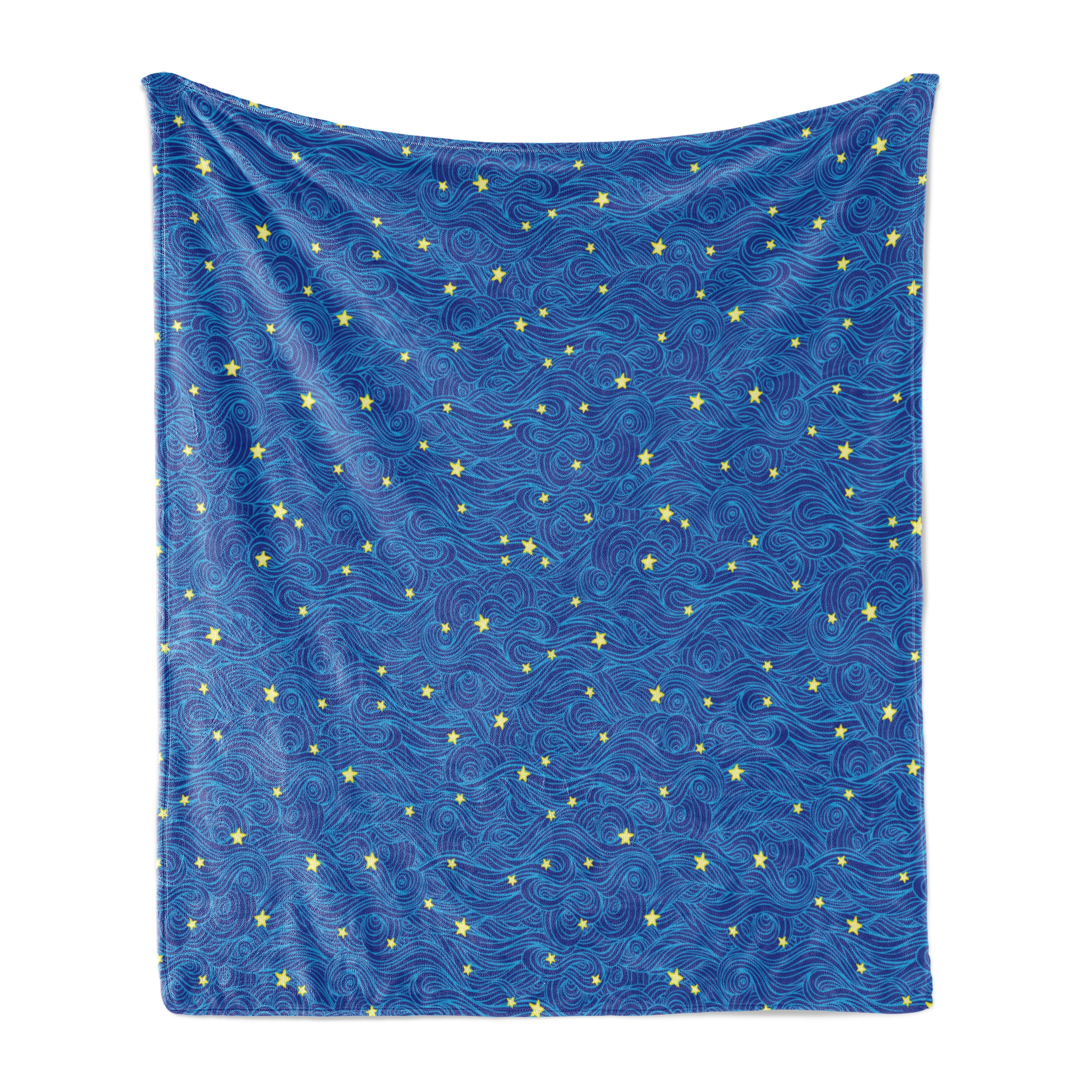 Starry Night Soft Flannel Fleece Blanket, Stars and Clouds Pattern with ...