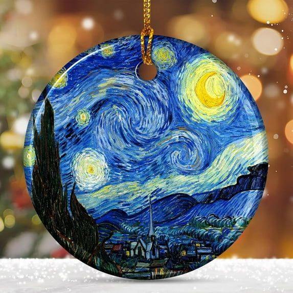 Starry Night Style Christmas Ornaments, Christmas Ornaments Ceramic Art ...