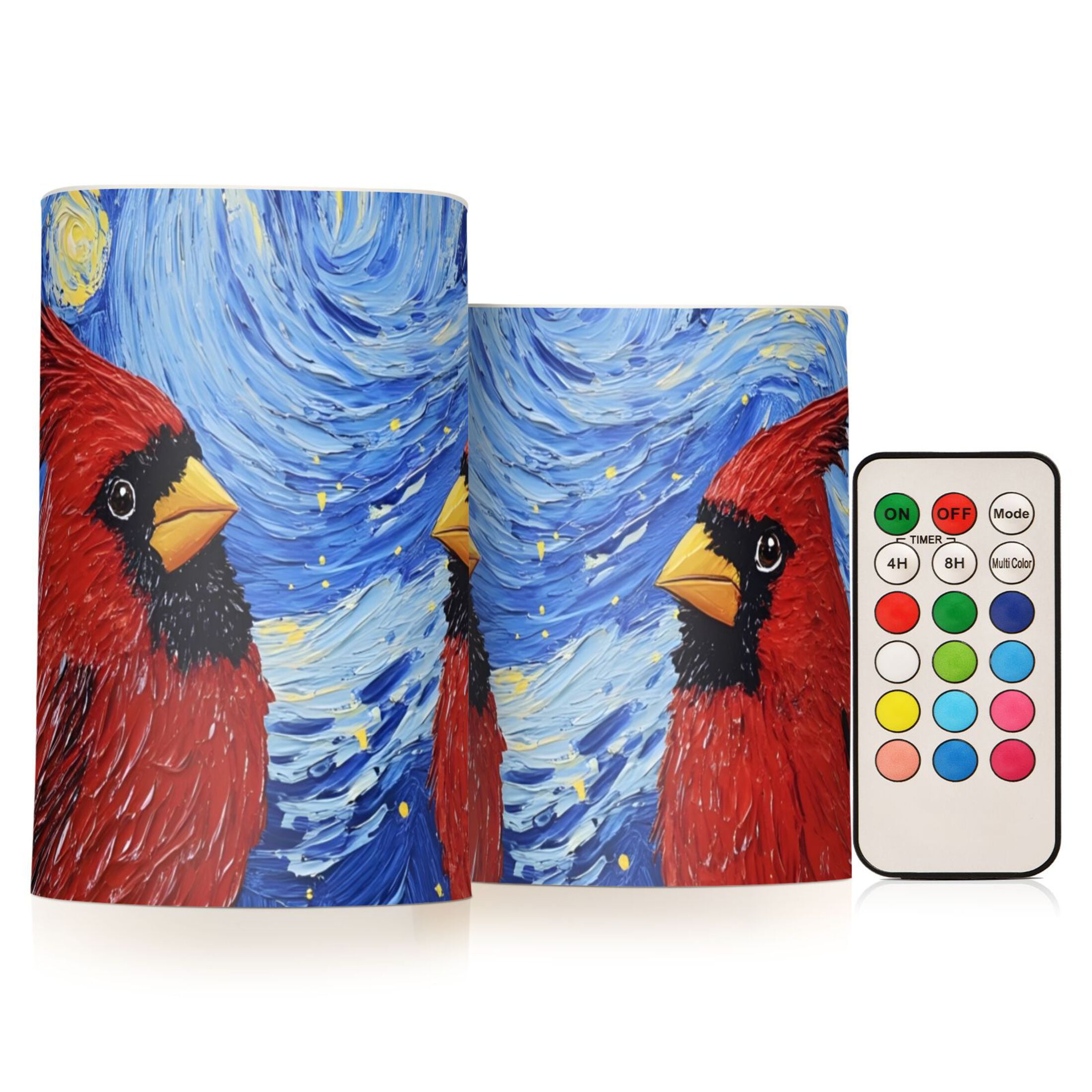 Starry Night Style Red Birds Flickering Flameless Candles LED Tealight ...