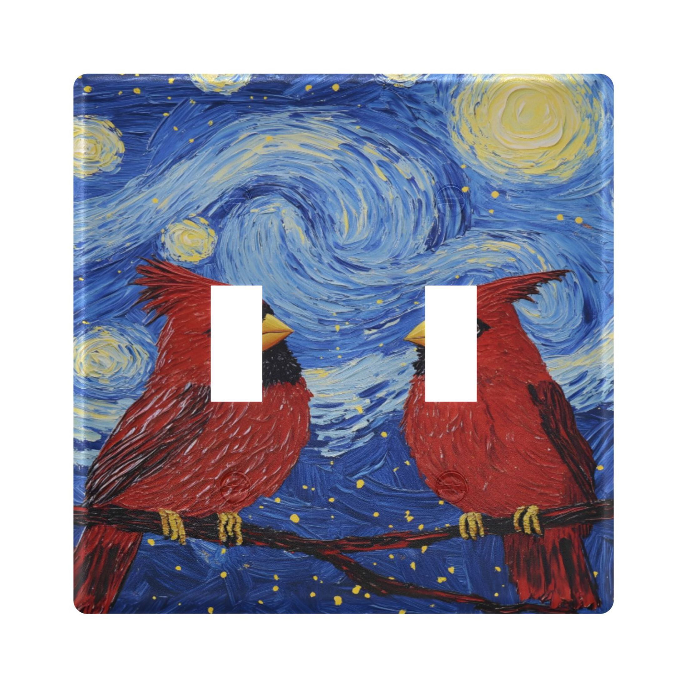 Starry Night Style Red Birds Light Switch Cover Electrical Outlet Cover ...