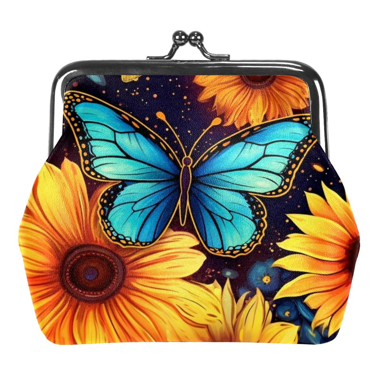 Starry Night Sunflower Butterfly Coin Purse Vintage Pouch Kiss-lock ...