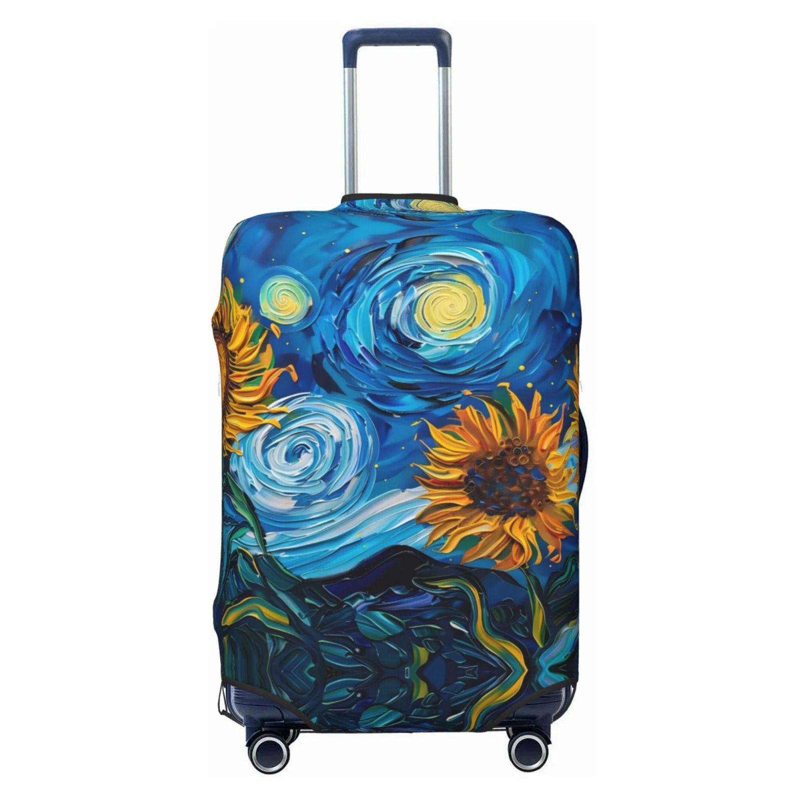 Starry Night Sunflower Field Luggage Cover for Travel Business Trip ...