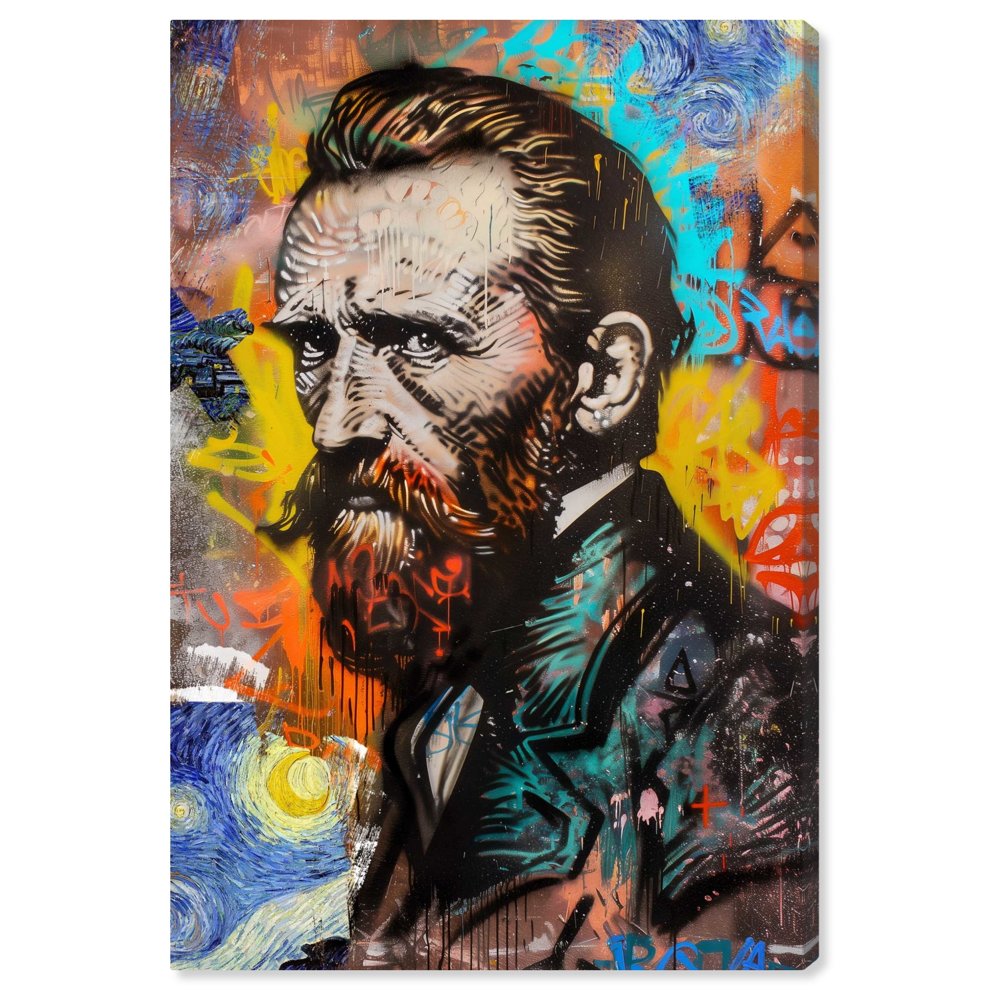 Starry Night Urban Portrait Canvas Graffiti Pop Art by Art Remedy ...