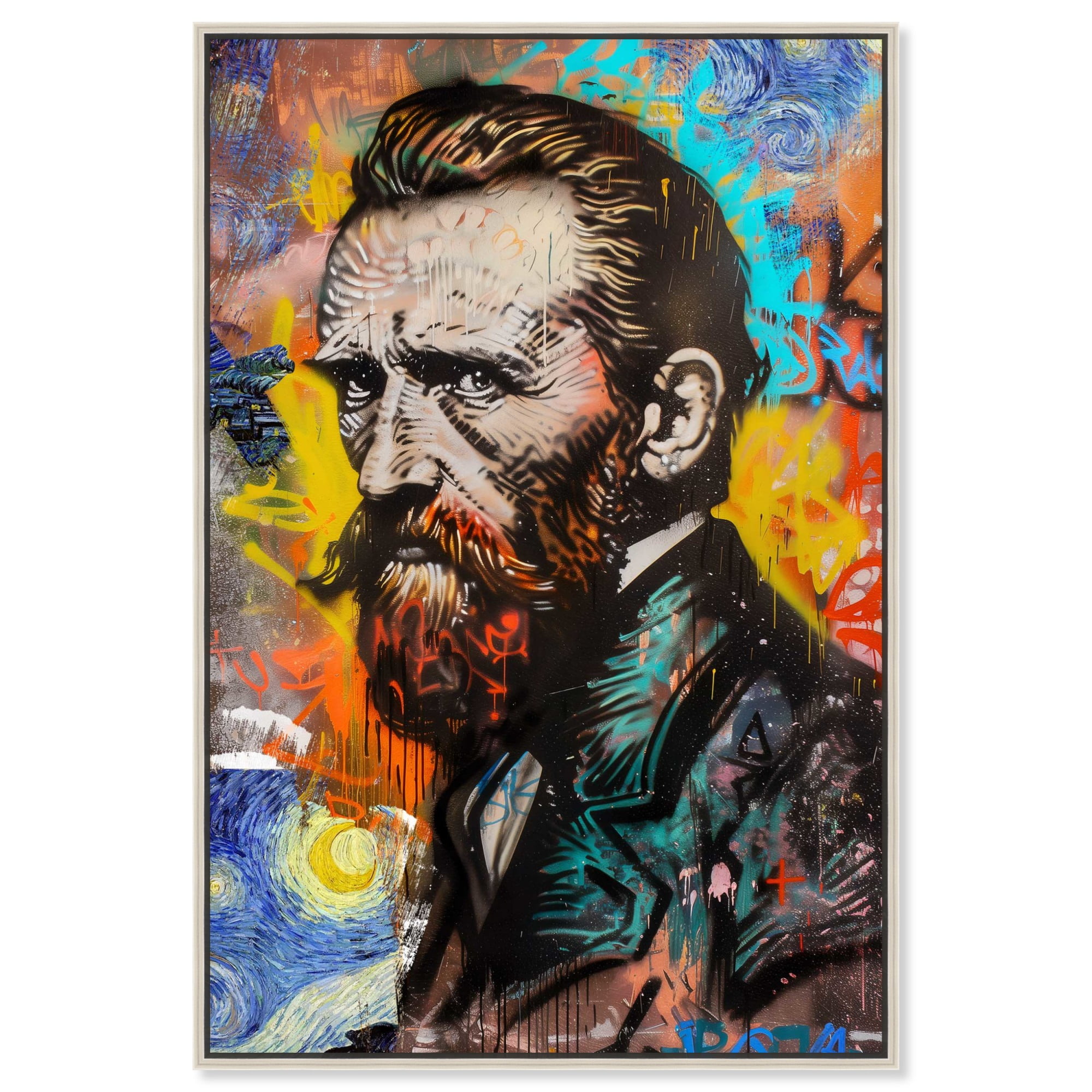 Starry Night Urban Portrait Canvas Graffiti Pop Art by Art Remedy ...