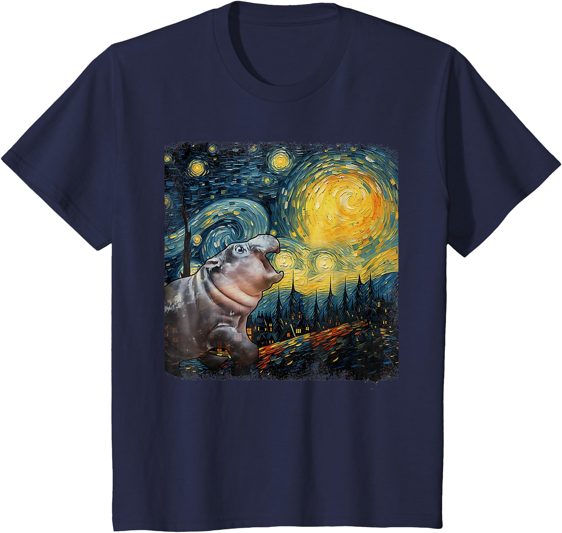 Starry Night Van Gogh Funny Moo Deng Meme Youth Toddler T-Shirt,Daisy color,size YM - Walmart.com