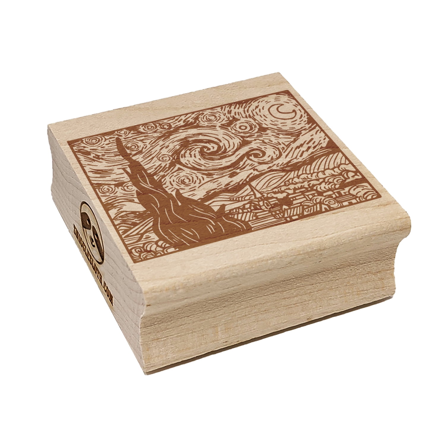 Starry Night Van Gogh Painting Square Rubber Stamp Stamping ...