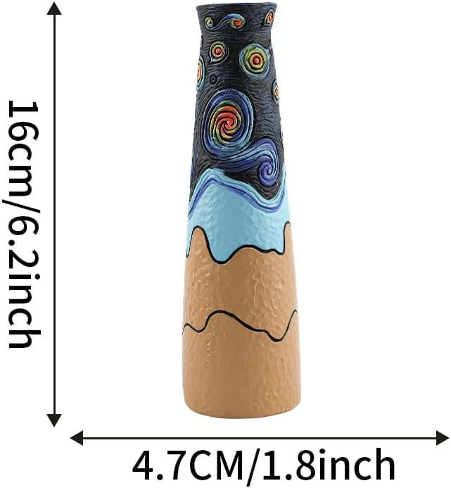 Starry Night Vase Plant Pot,Van Gogh Inspired Resin Flower Pot ...