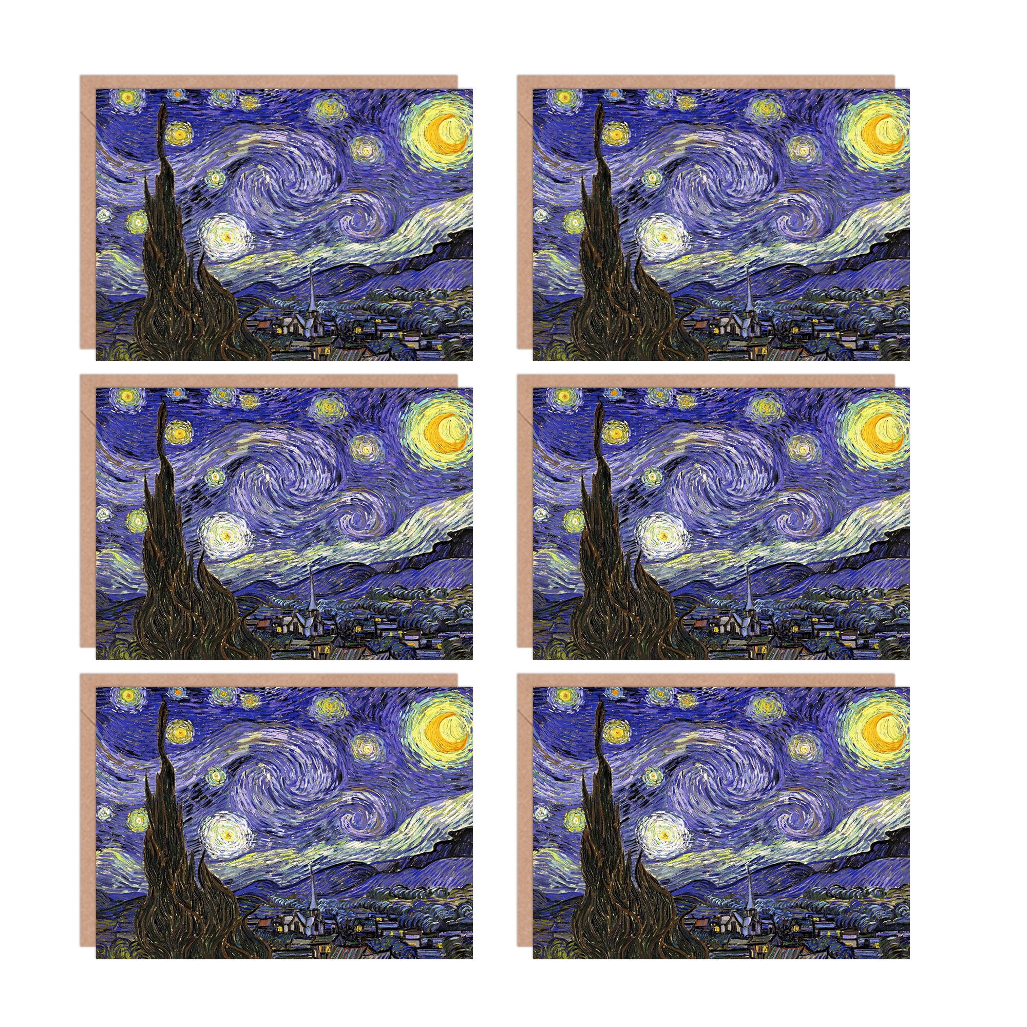 Starry Night Vincent Van Gogh Old Master Painting Blank Greeting Cards ...
