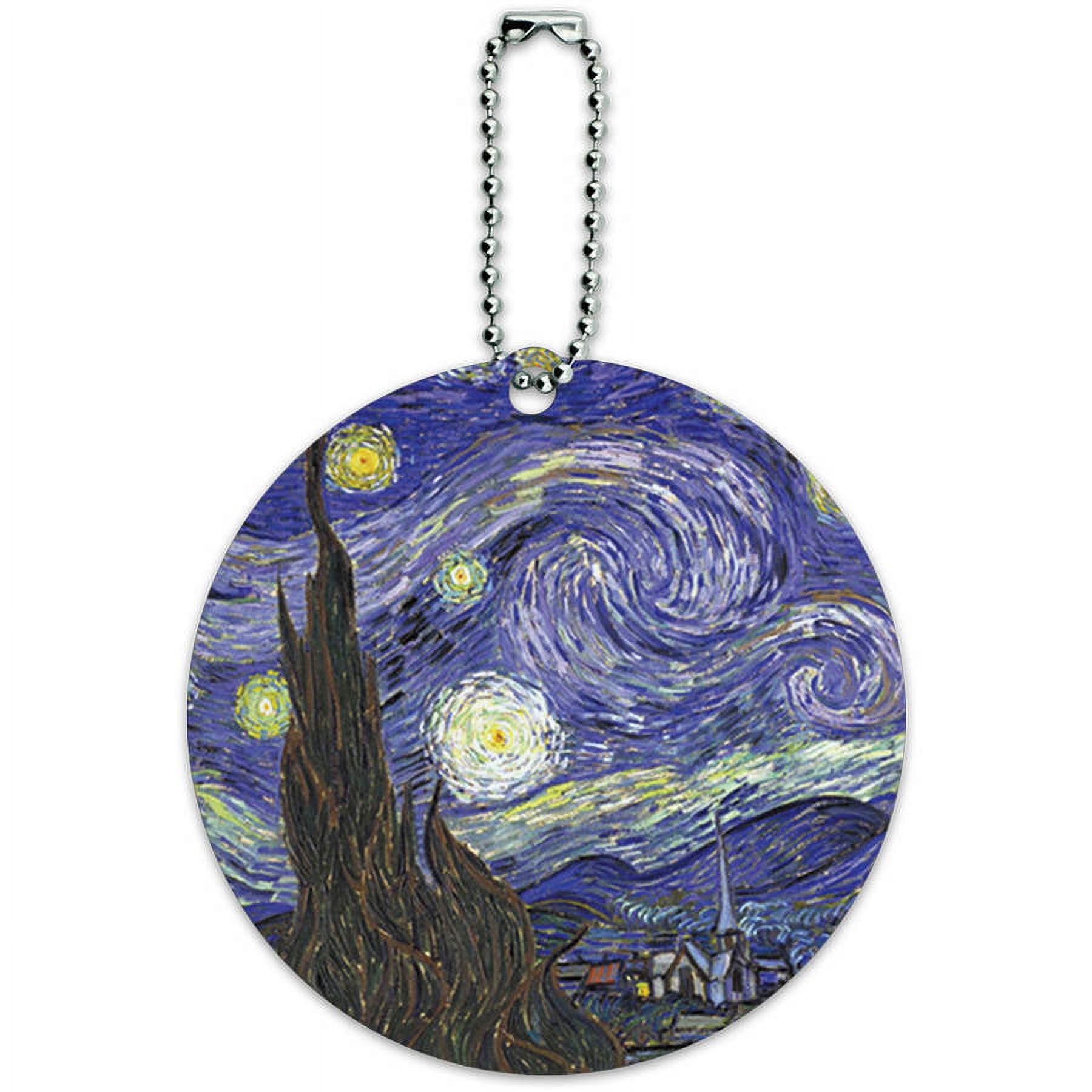 Starry Night Vincent Van Gogh Round Luggage ID Tag Card for Suitcase or ...