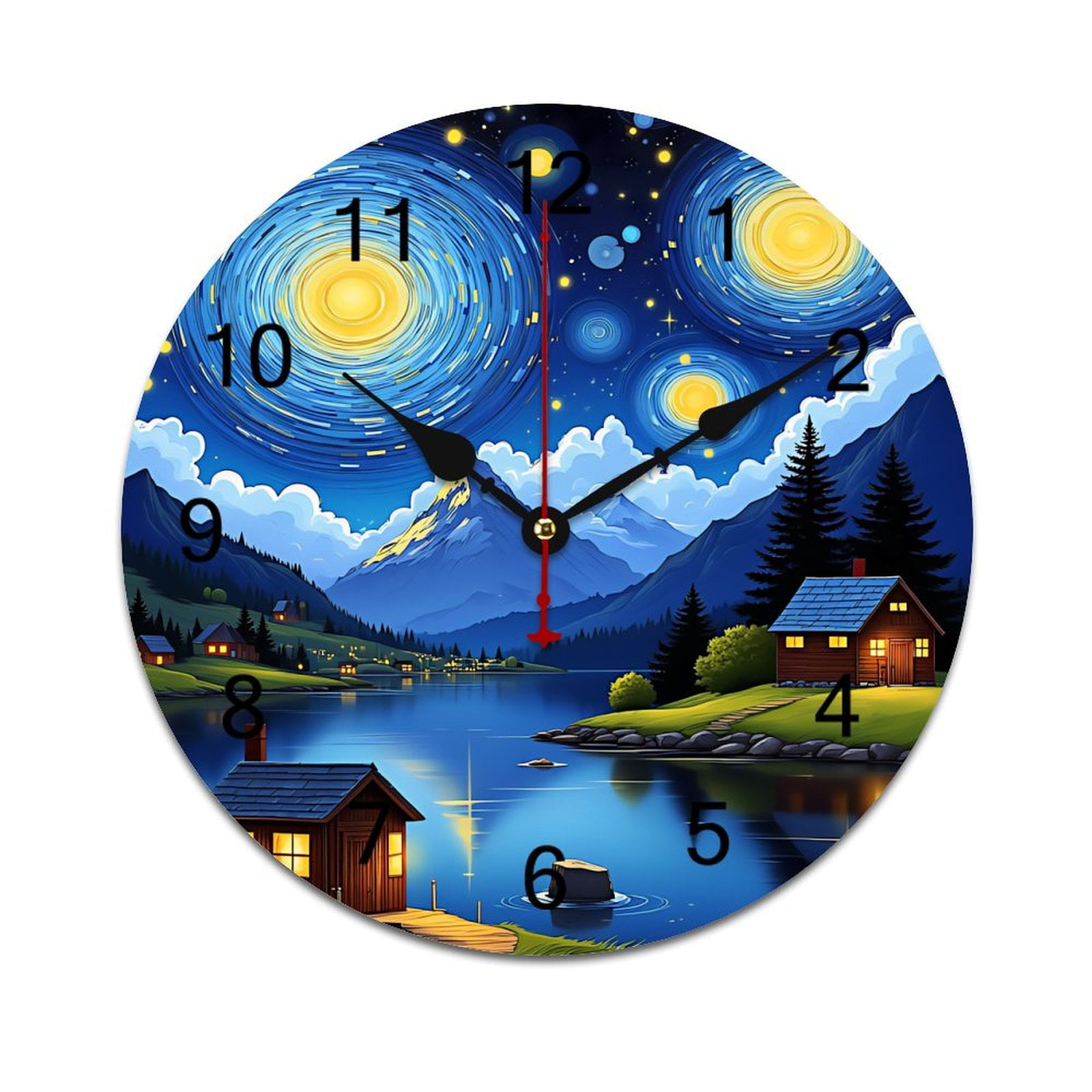 Starry Night Word Saying Big Wall Clock Home Decor Art Watch Living ...