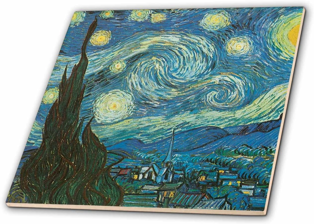 Starry Night by Van Gogh Vintage - Ceramic Tile, 12" (ct_164649_4 ...