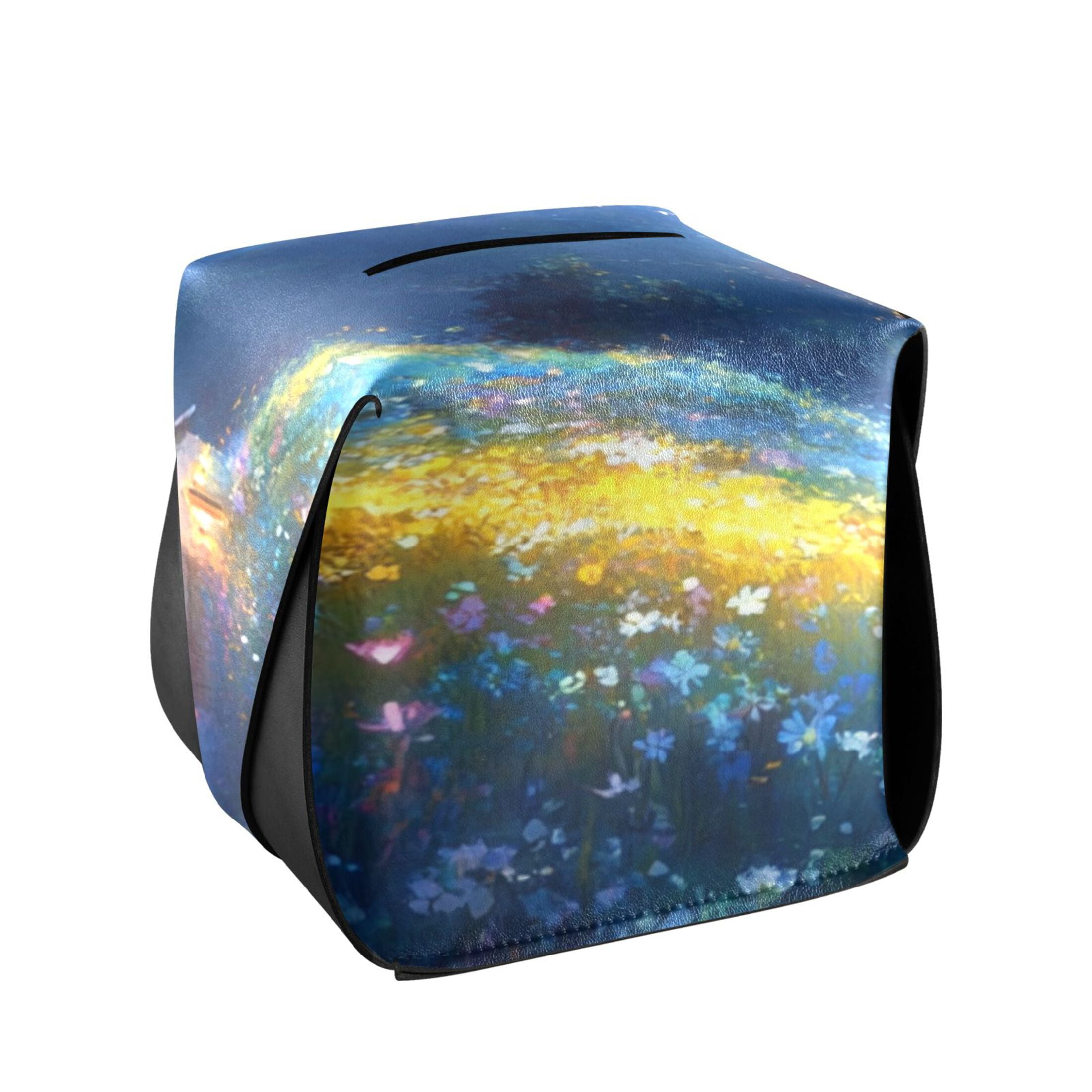Starry Night over Flower Field Tissue Box Cover Leather Square ...
