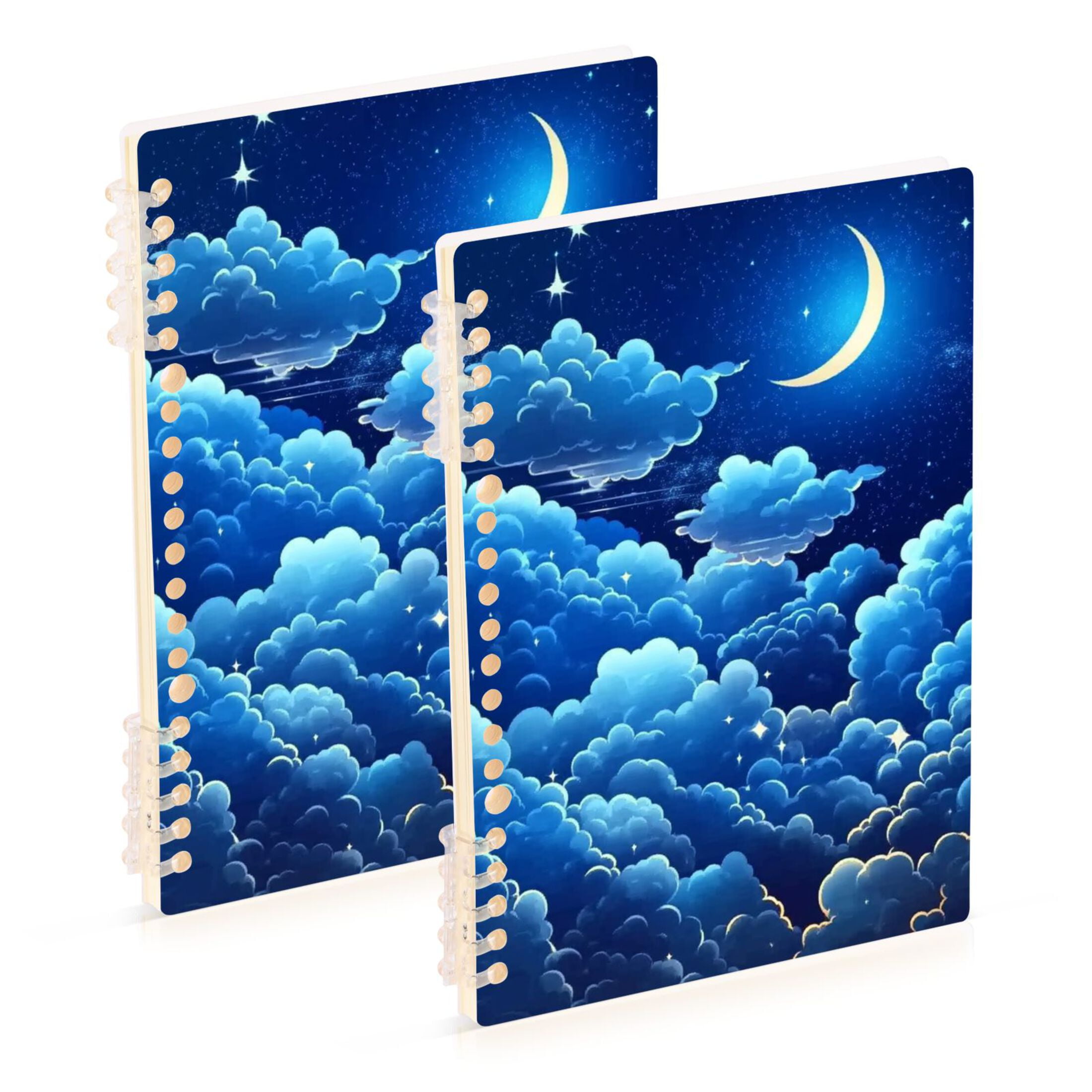 Starry Night with Clouds Lined Spiral Journal Notebook 60 Pages A5 ...