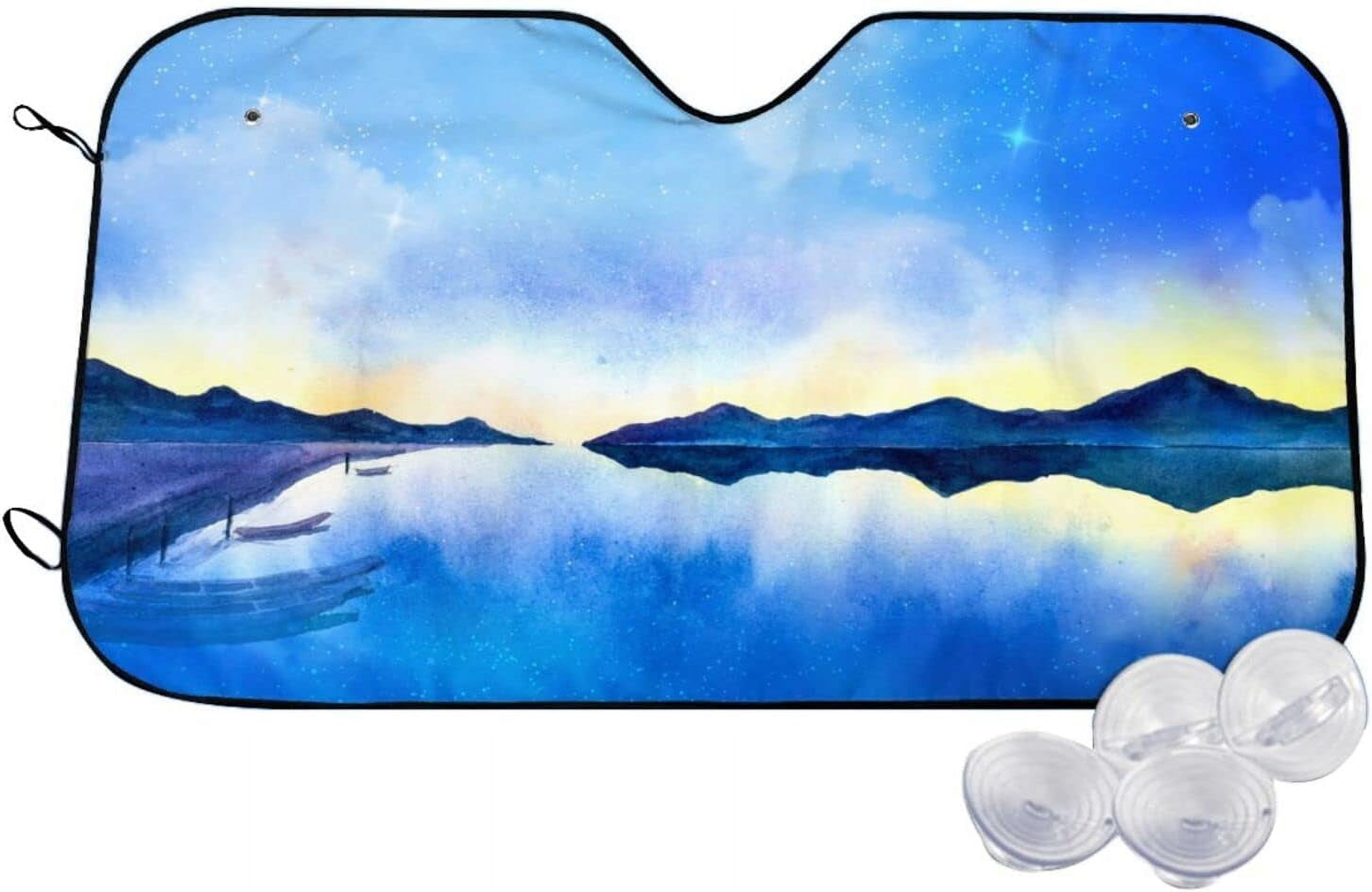 Starry Night with Galaxy Sun Shade Front Window Sunshade for Most ...