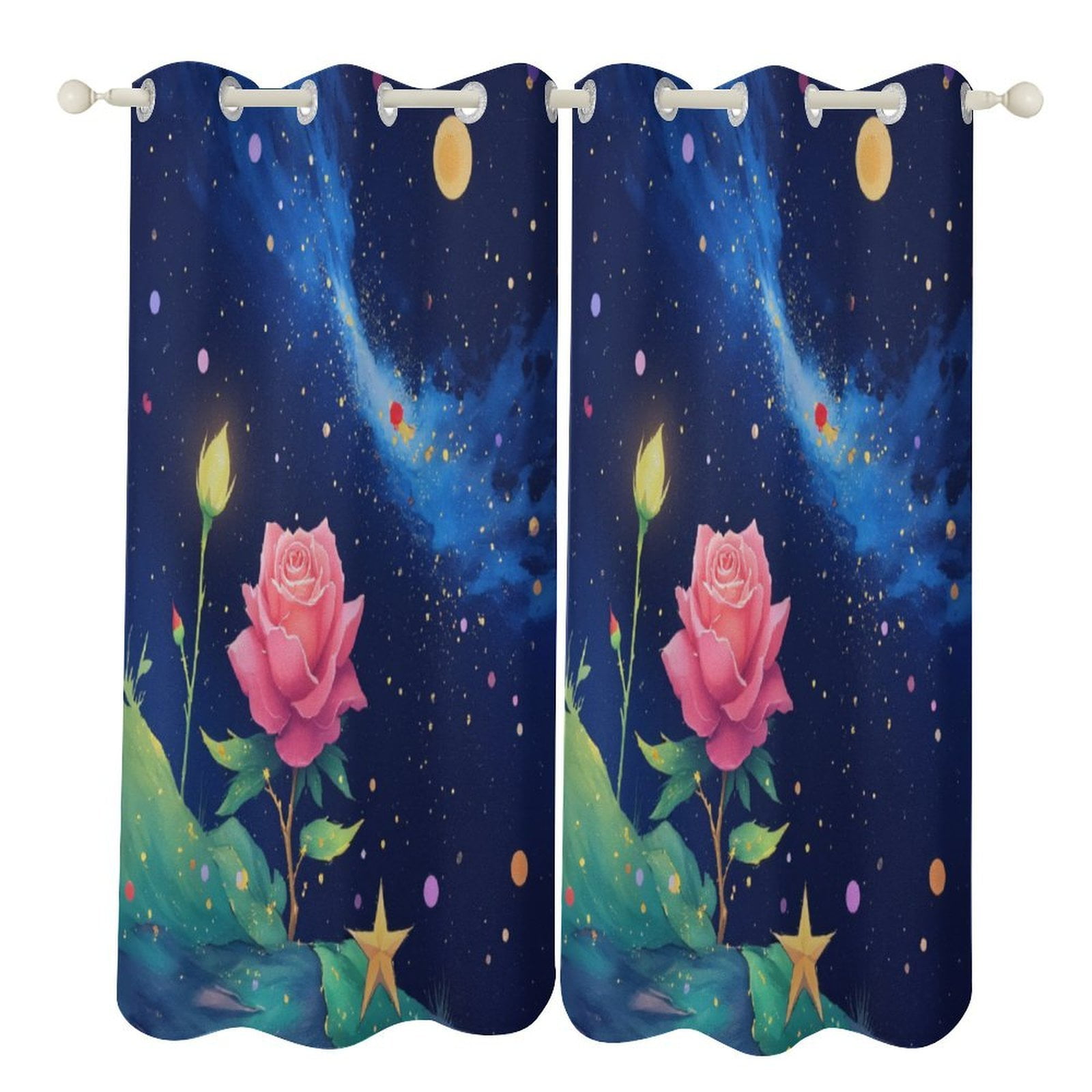 Starry Night with Roses Study Room Living Kitchen Bedroom For Blackout ...