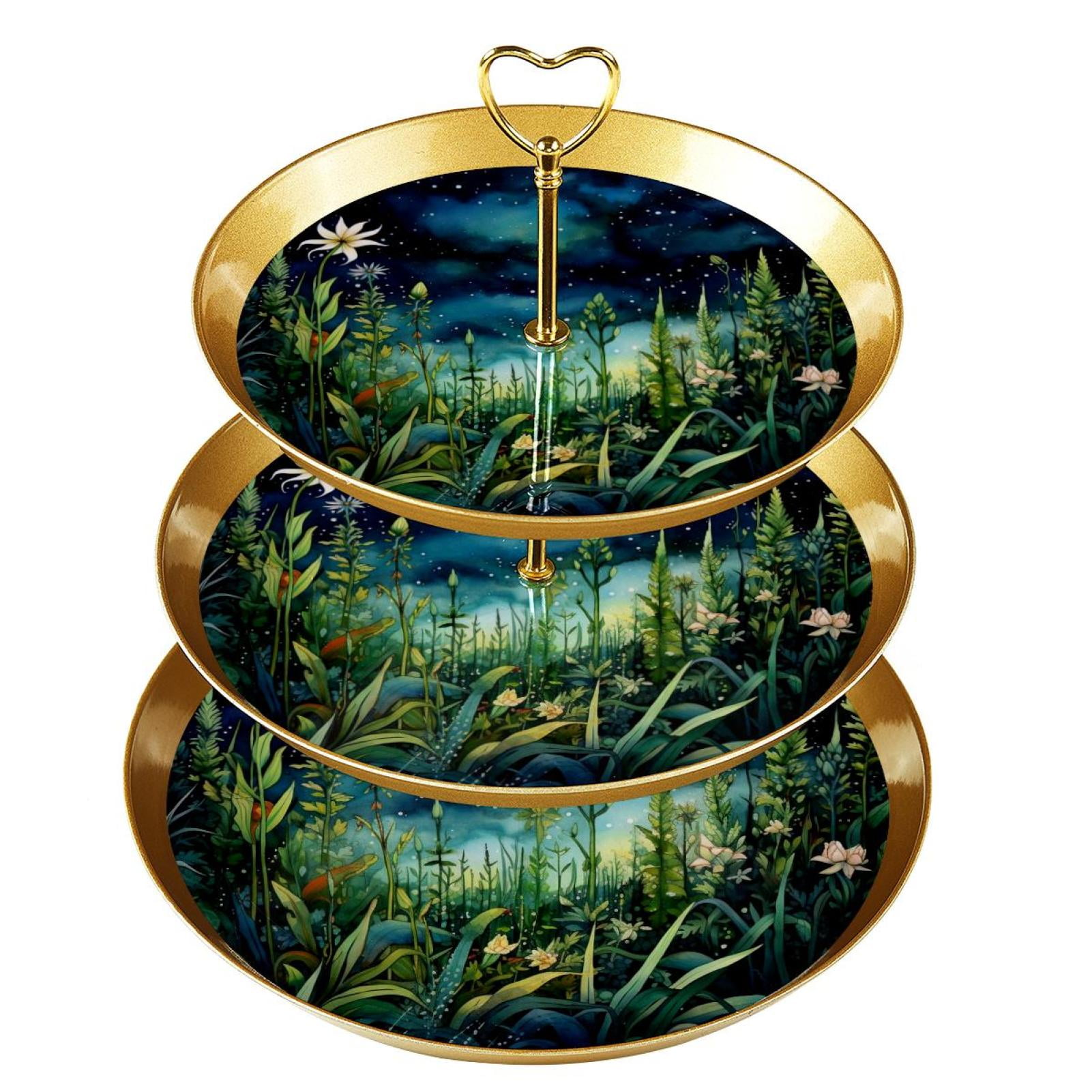 Starry Plants Decorative Dessert Table Plastic Tray with Iron Pillars ...