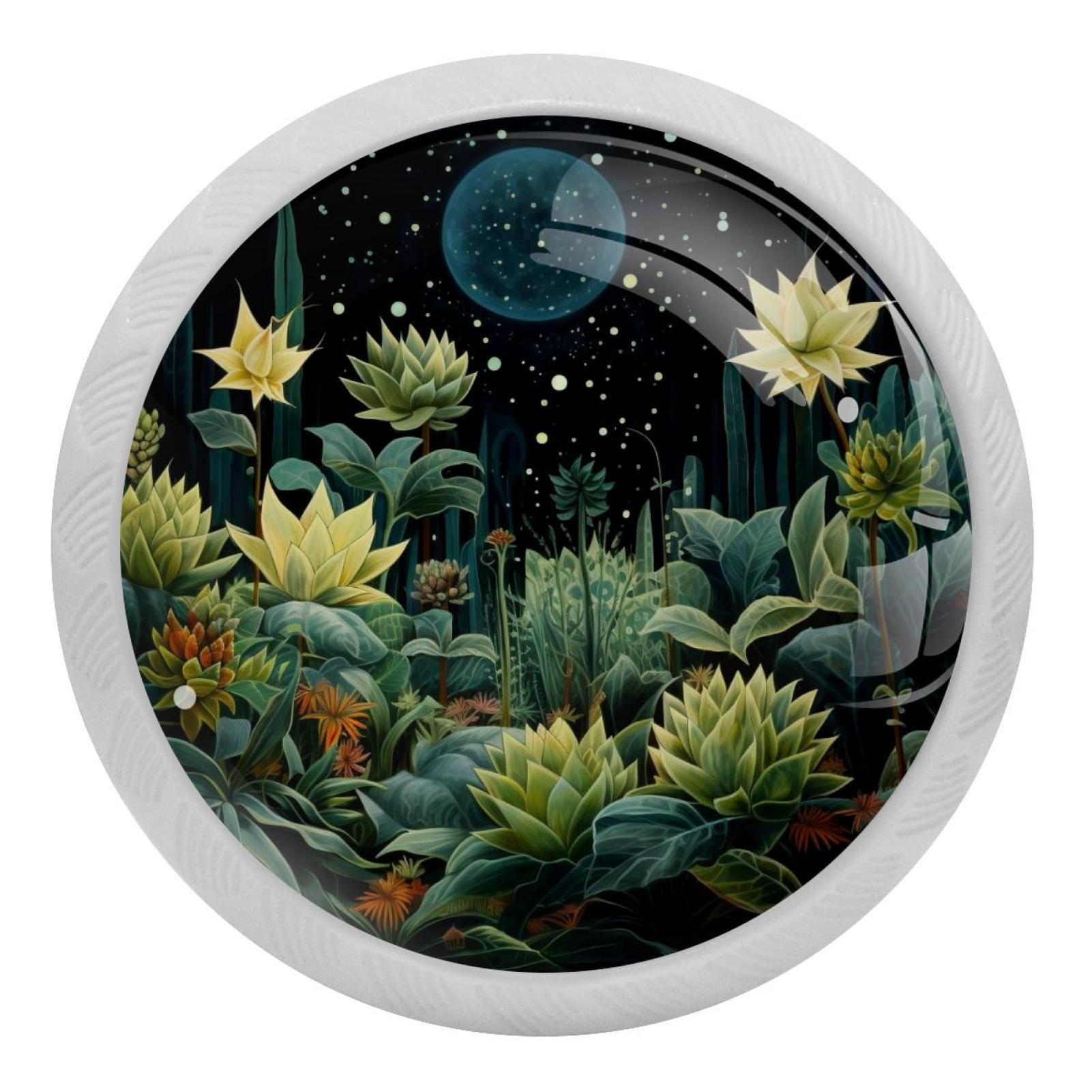 Starry Plants Pattern 4PCS Cabinet Knobs Pulls Fluorescent Drawer ...