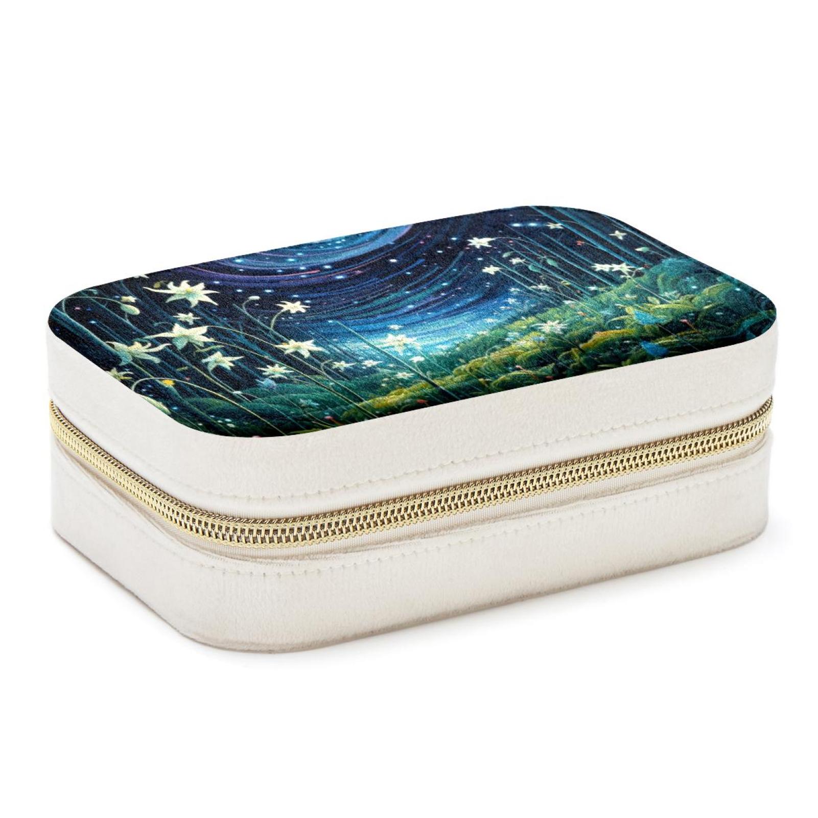 Starry Plants Velvet Portable Jewelry Box with Removable Compartment ...
