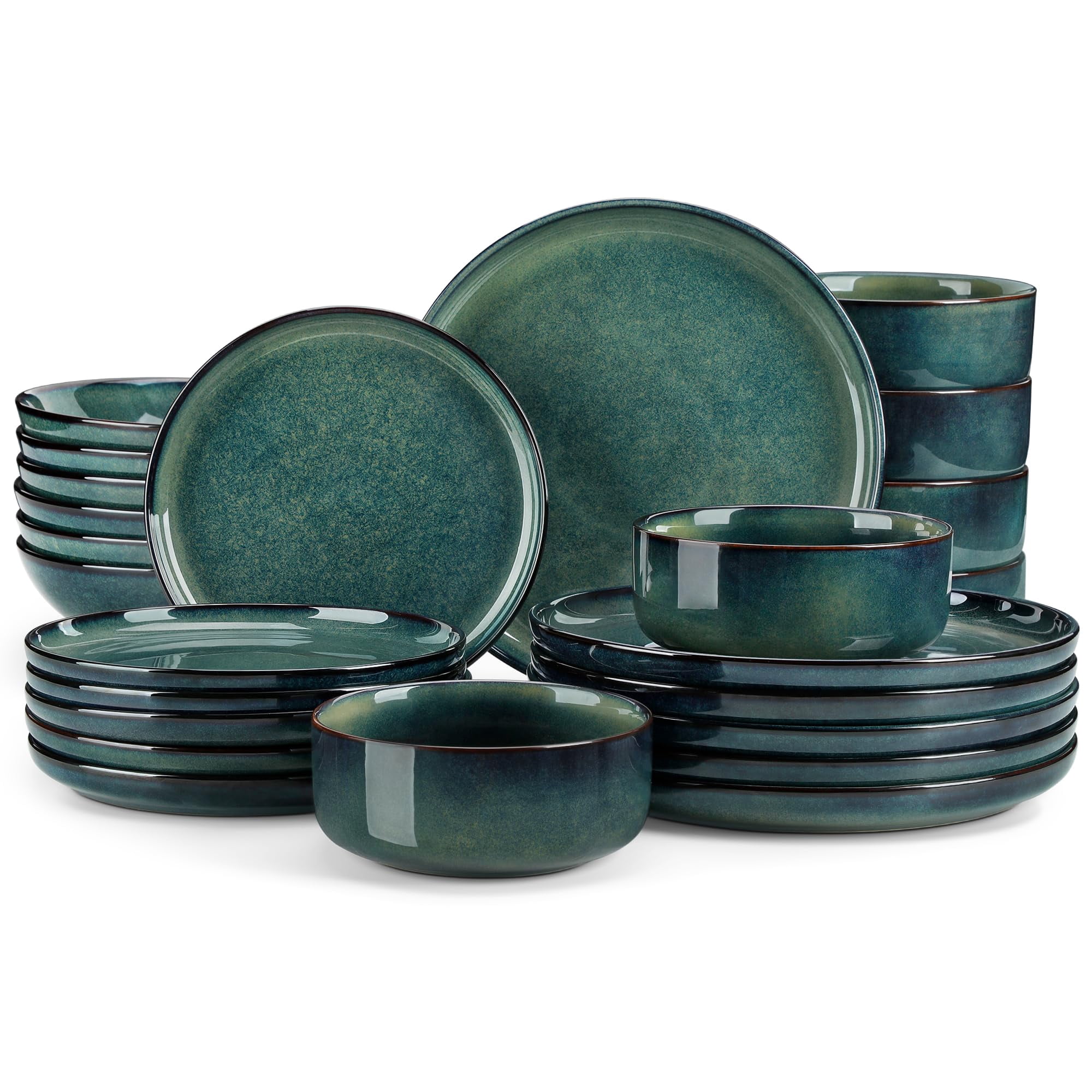 Starry Plates And Sets For 6 24 Pieces Dinnerware Green Reactive Glaze ...