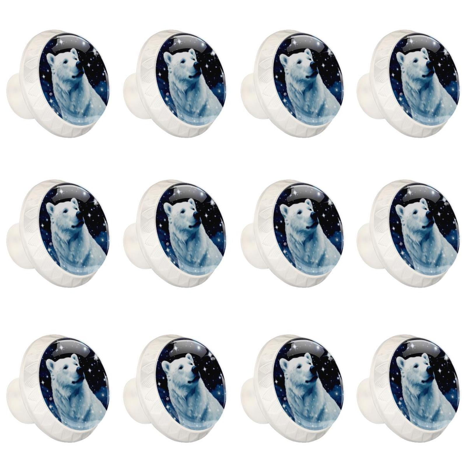 Starry Polar Bear 12 Pcs White Round Drawer Pulls with Screws,ABS and ...