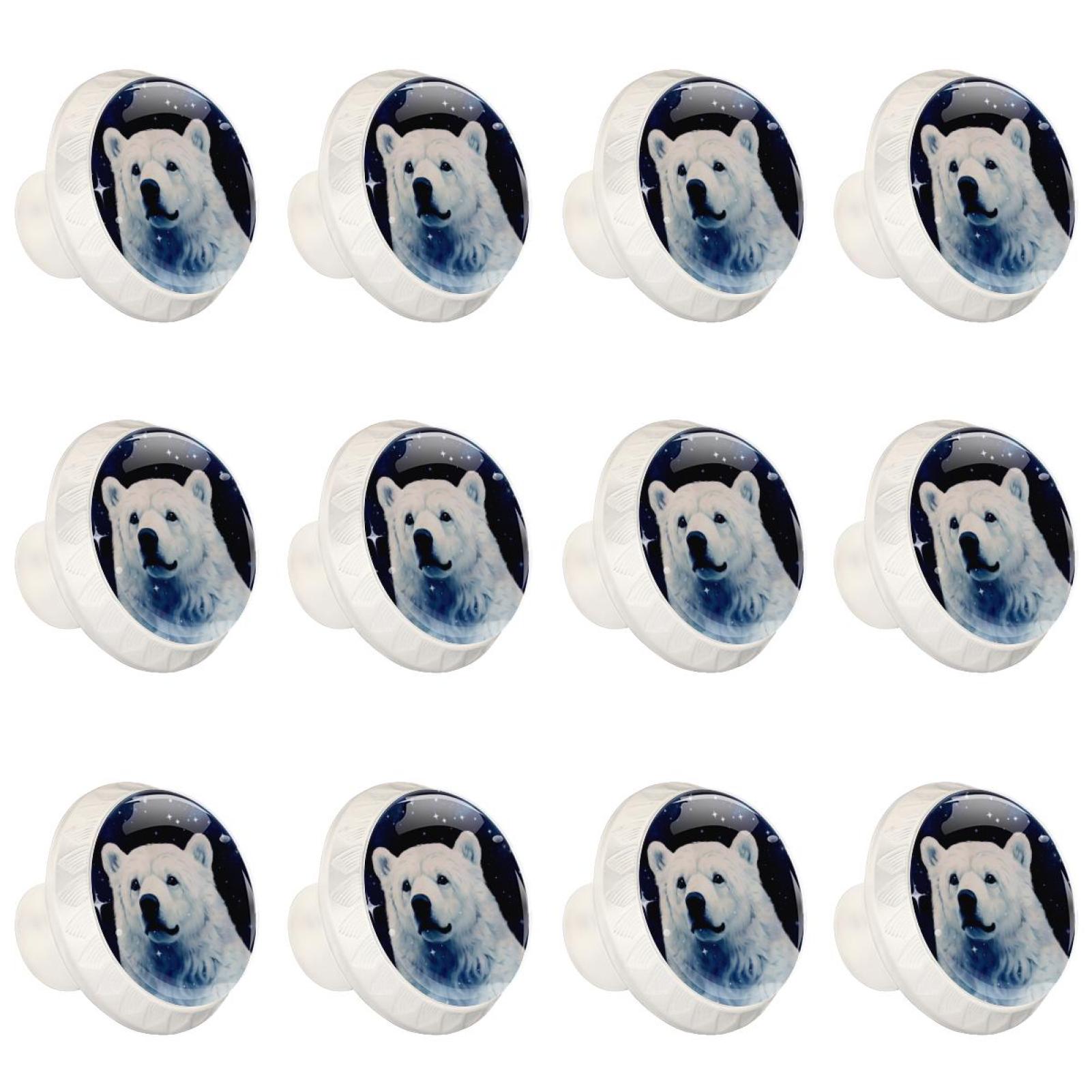 Starry Polar Bear 12 Pcs White Round Drawer Pulls with Screws,ABS and ...