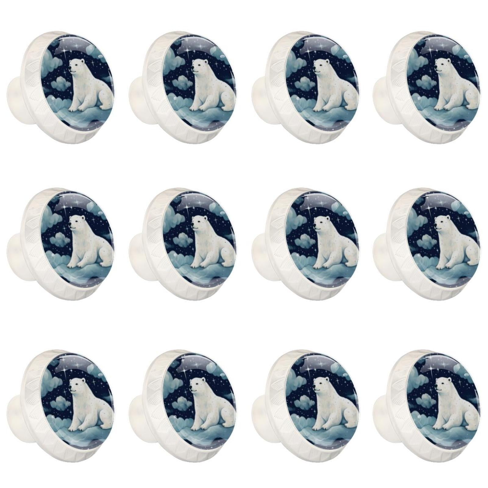 Starry Polar Bear 12 Pcs White Round Drawer Pulls with Screws,ABS and ...