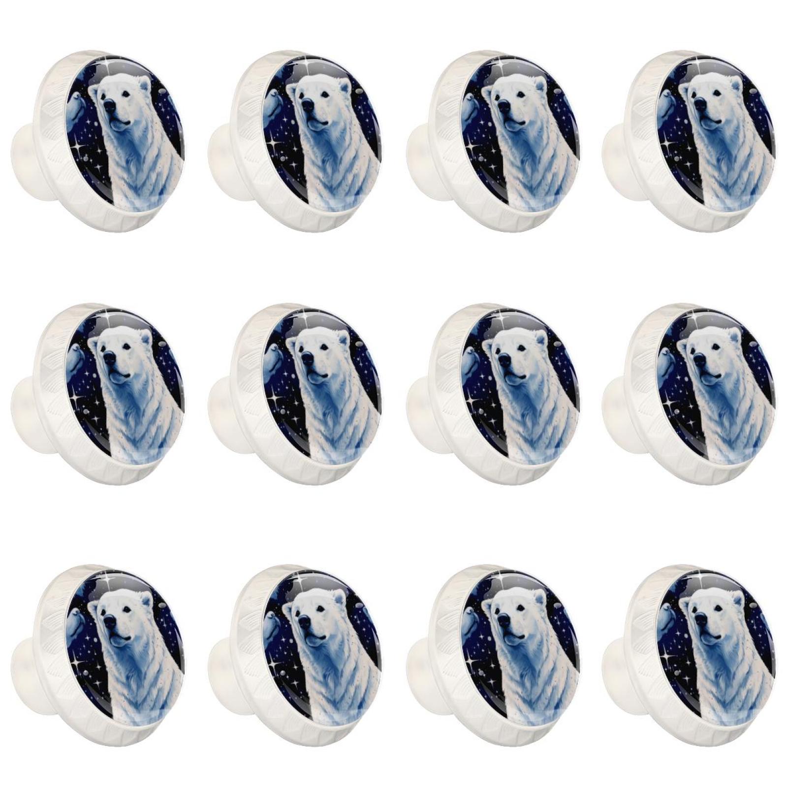 Starry Polar Bear 12 Pcs White Round Drawer Pulls with Screws,ABS and ...