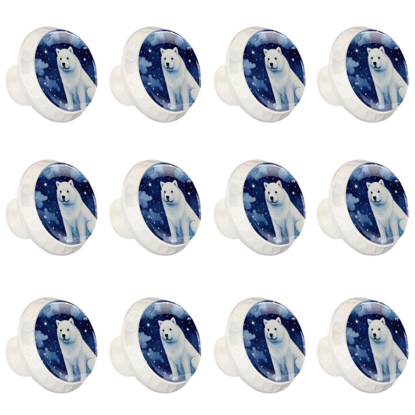 Starry Polar Bear 12 Pcs White Round Drawer Pulls with Screws,ABS and ...