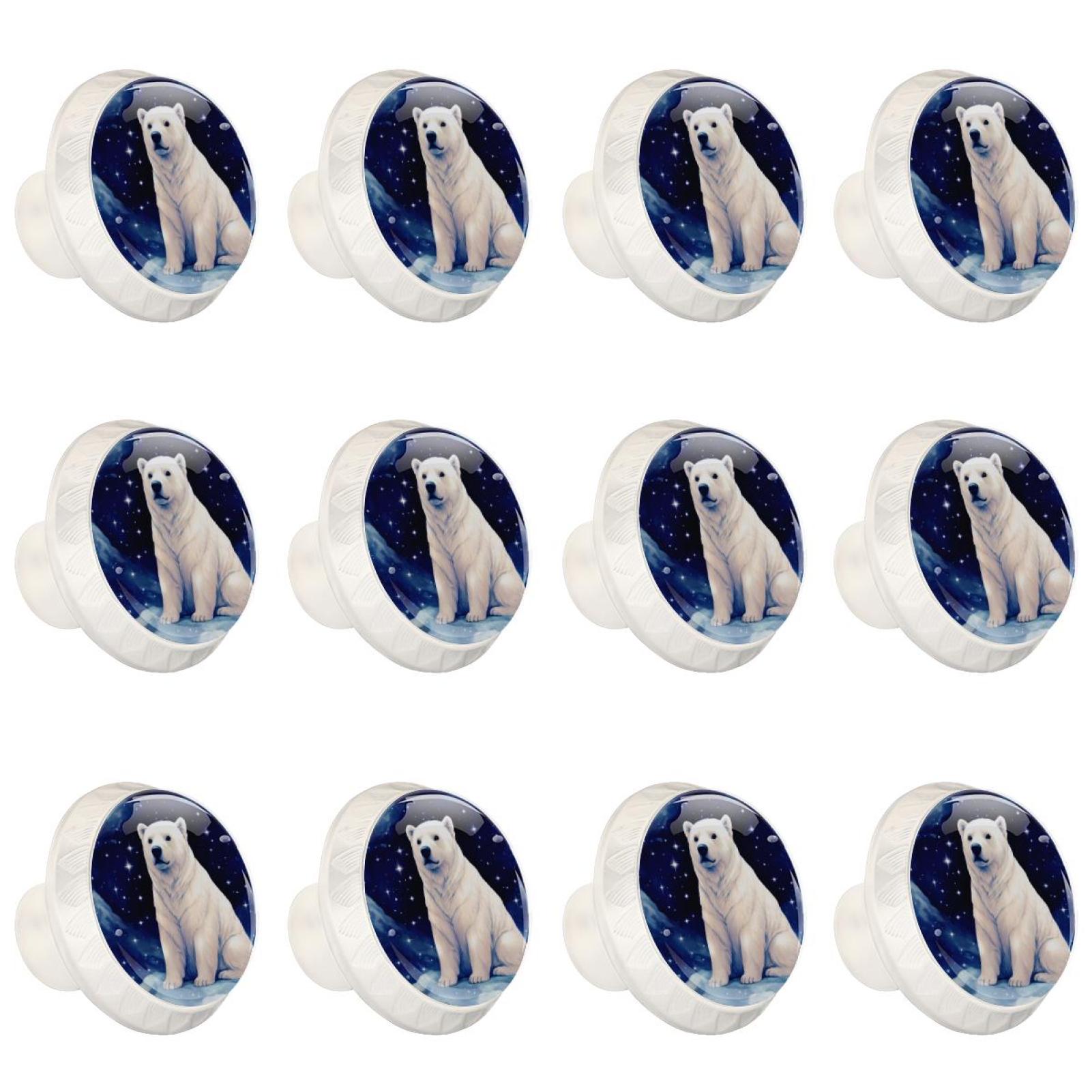 Starry Polar Bear 12 Pcs White Round Drawer Pulls with Screws,ABS and ...