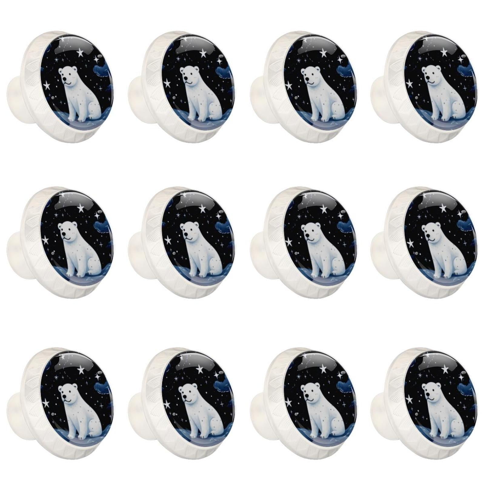Starry Polar Bear 12 Pcs White Round Drawer Pulls with Screws,ABS and ...