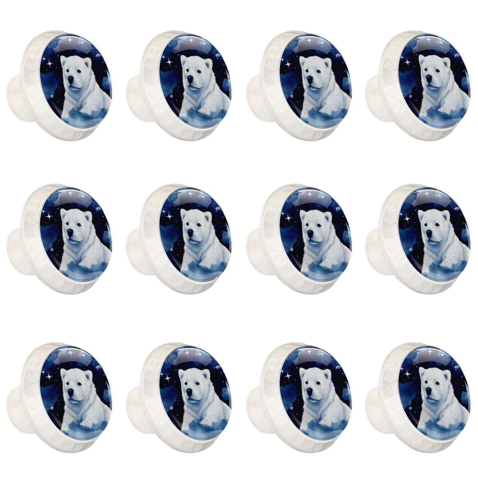 Starry Polar Bear 12 Pcs White Round Drawer Pulls with Screws,ABS and ...