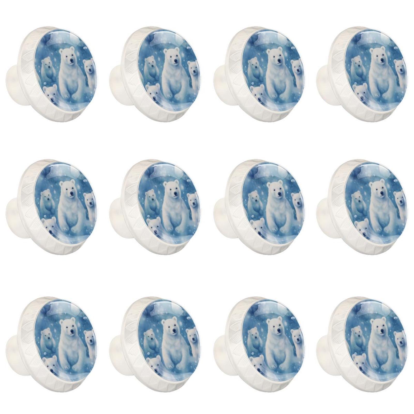 Starry Polar Bear 12 Pcs White Round Drawer Pulls with Screws,ABS and ...