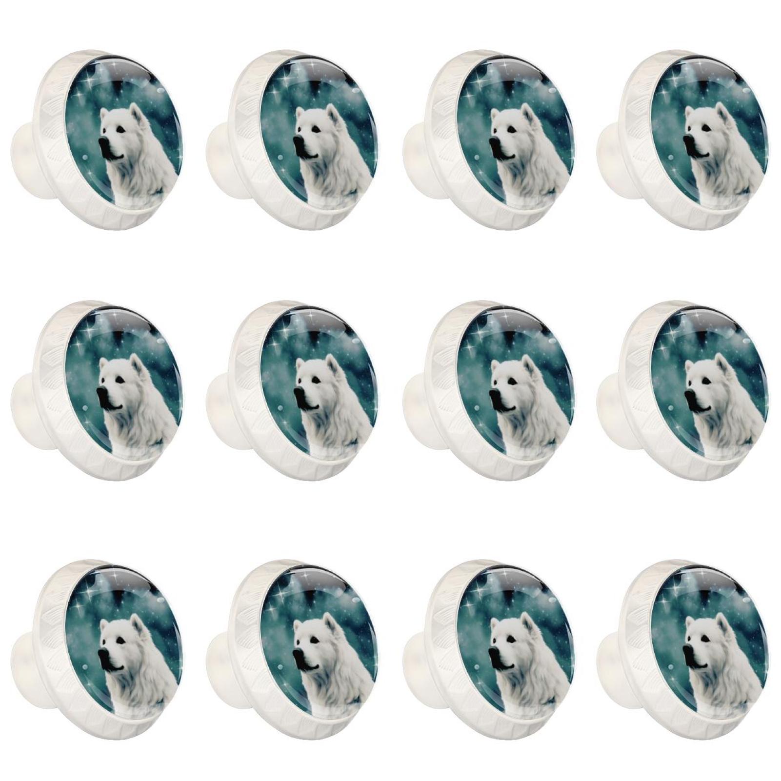 Starry Polar Bear 12 Pcs White Round Drawer Pulls with Screws,ABS and ...