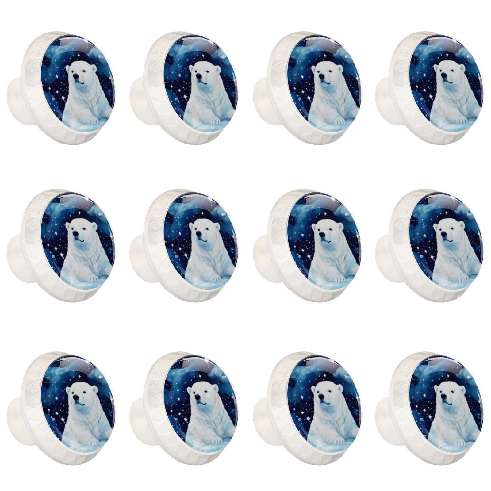 Starry Polar Bear 12 Pcs White Round Drawer Pulls with Screws,ABS and ...