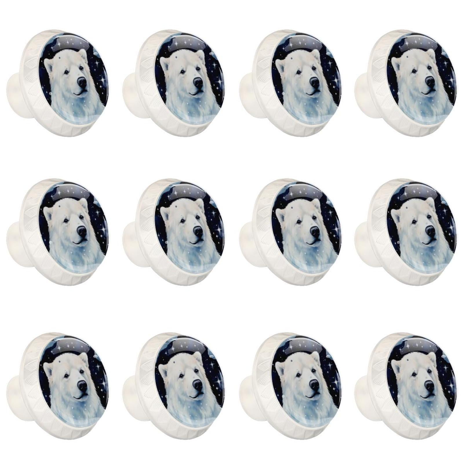Starry Polar Bear 12 Pcs White Round Drawer Pulls with Screws,ABS and ...